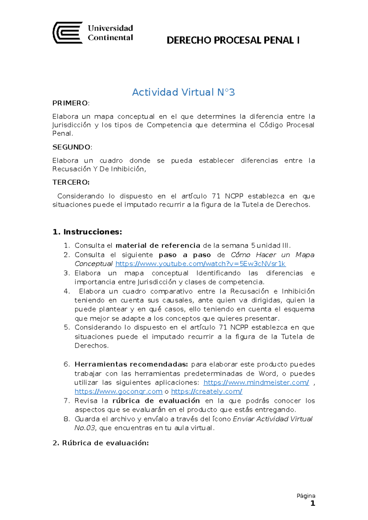Actividad Virtual 03 Entregable Derecho Procesal Penal I - UC0199 ...