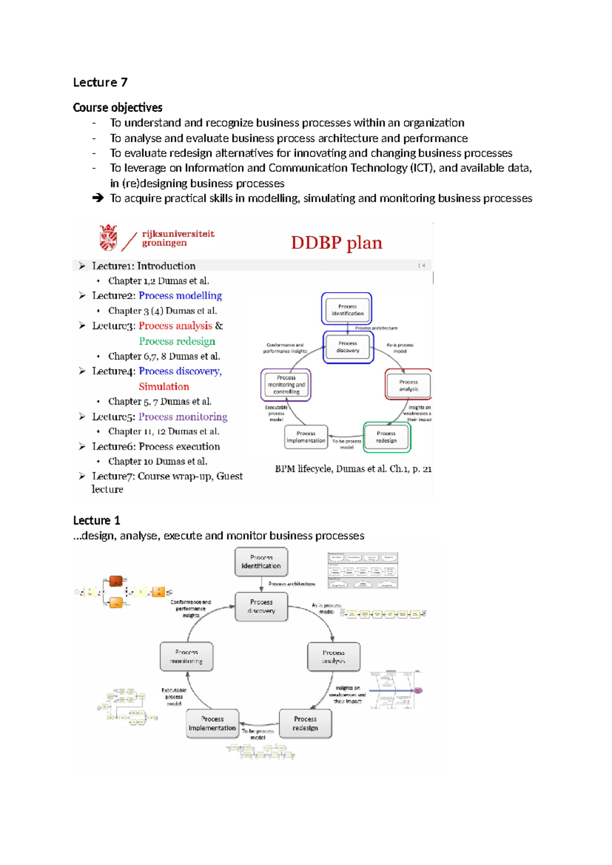 Lecture 7 - Lecture 7 Course objectives - To understand and recognize ...