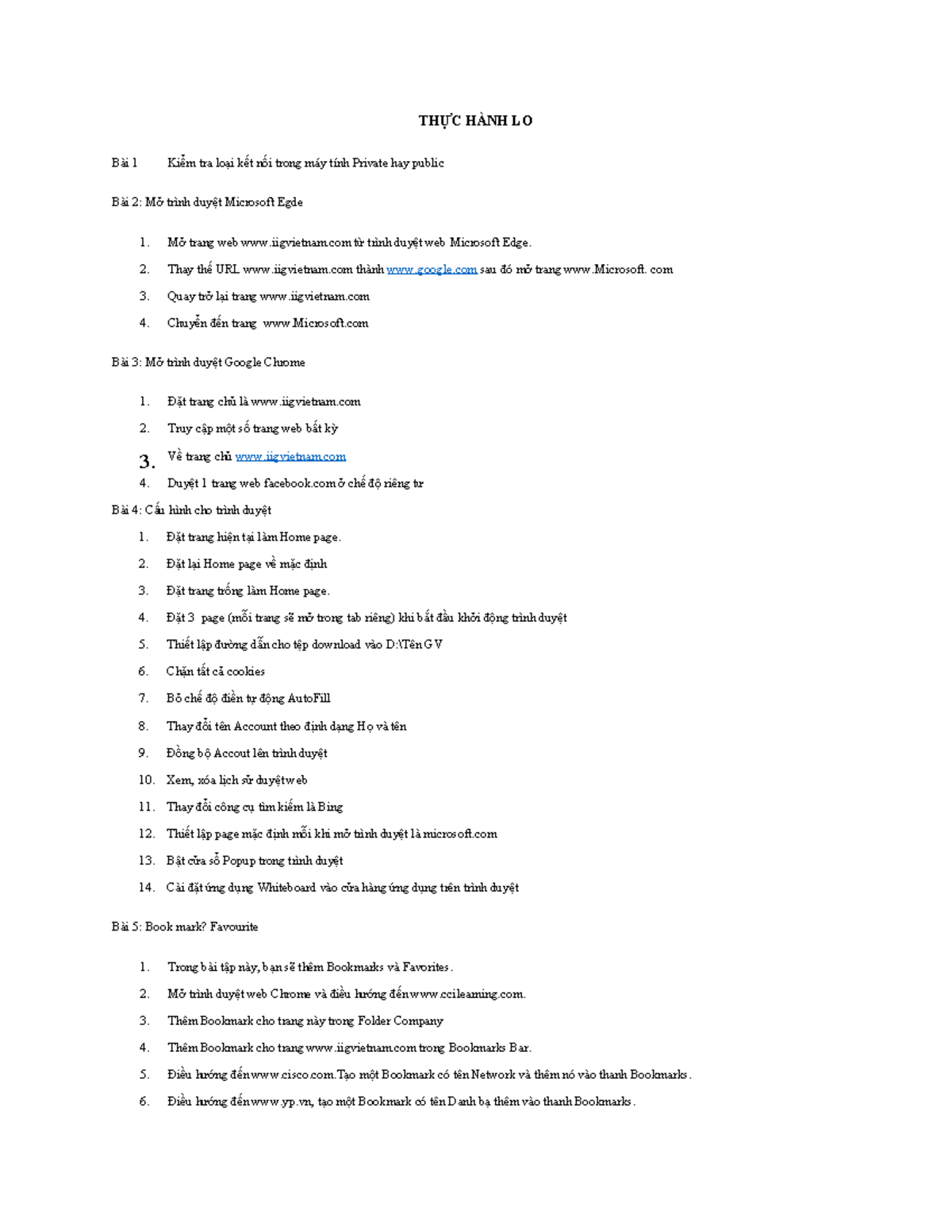 THỰC HÀNH LO - Thực hành LO - THỰC HÀNH LO Bài 1 Kiểm tra loại kết nối ...