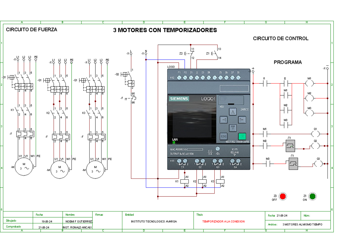 3 Motores CON Temporizadores - A A B B C C D D E E F F G G H H 1 1 2 2 ...