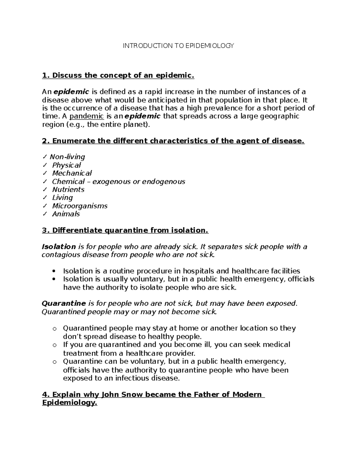 Introduction To Epidemiology (Assignment) - INTRODUCTION TO ...