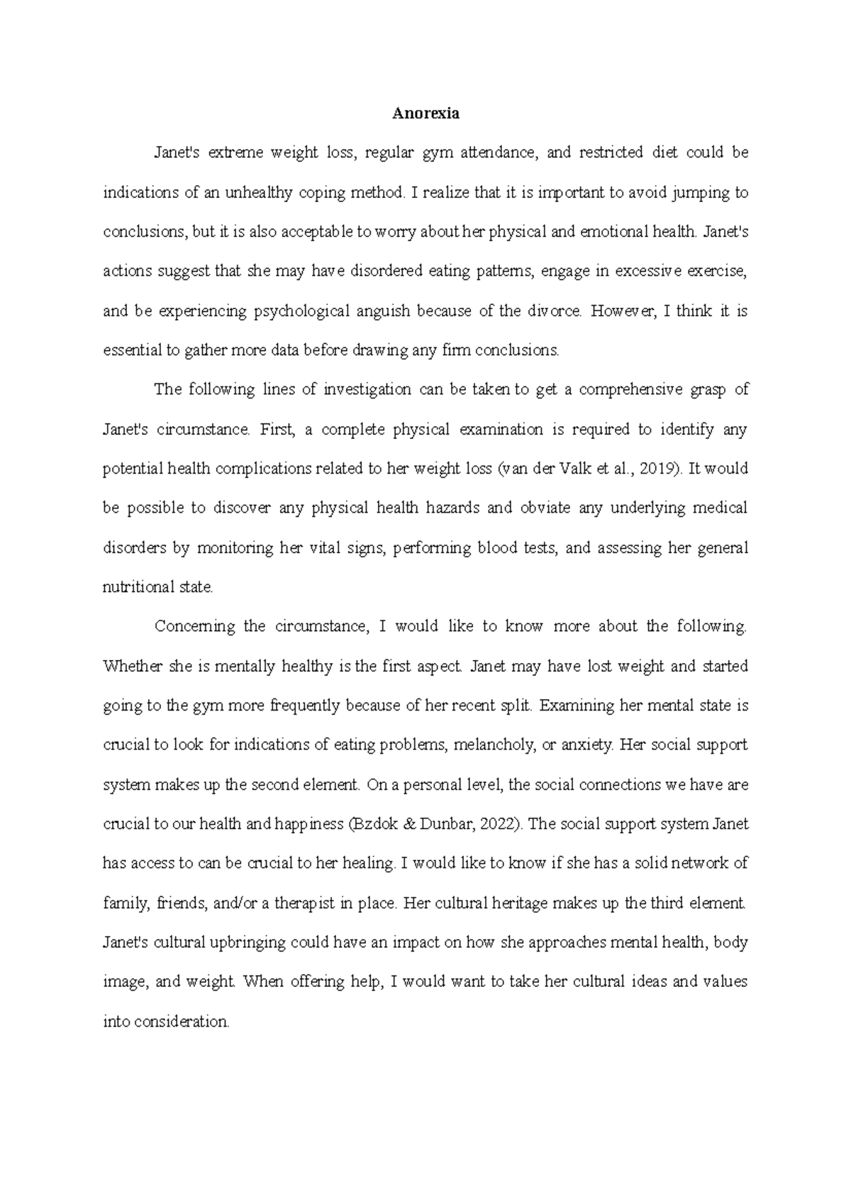 Case Study-Anorexia - case study on mental disorder of anorexia - PSYC ...