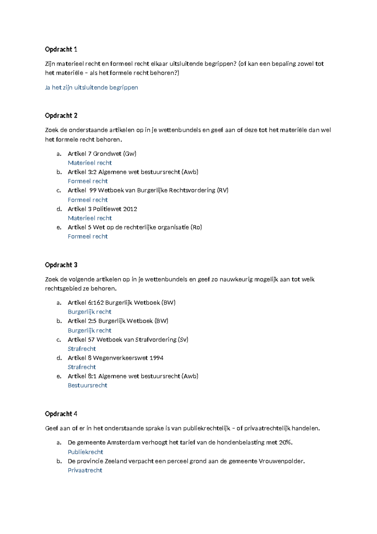 De juridische gereedschapskist opdrachten les 2 - Opdracht 1 Zijn ...