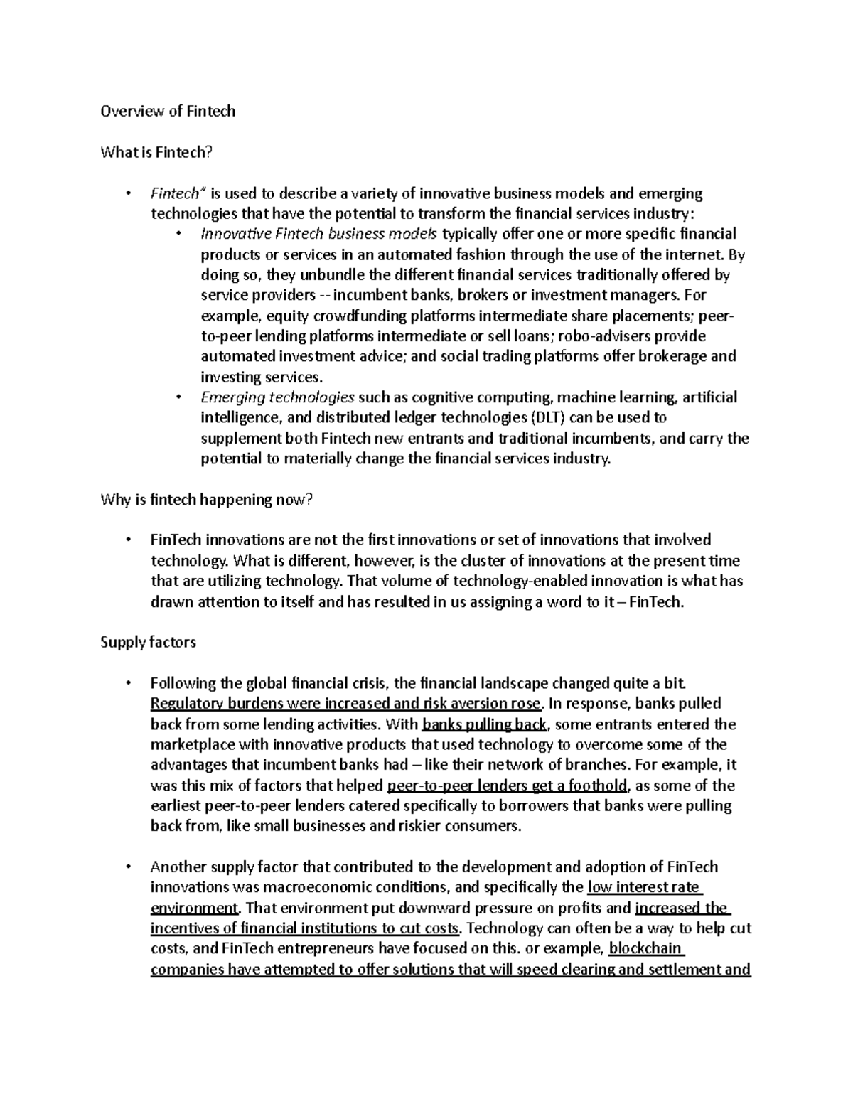 FIN 639 Overview of Fintech - Overview of Fintech What is Fintech ...