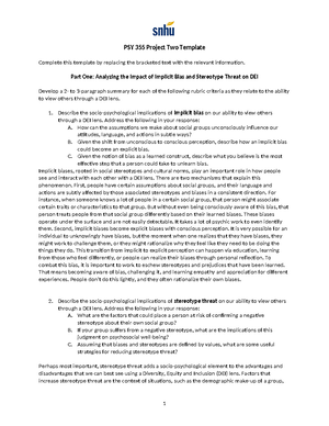 PSY 328 Module Five Activity Template - PSY 328 Module Five Activity Template First, read the ...