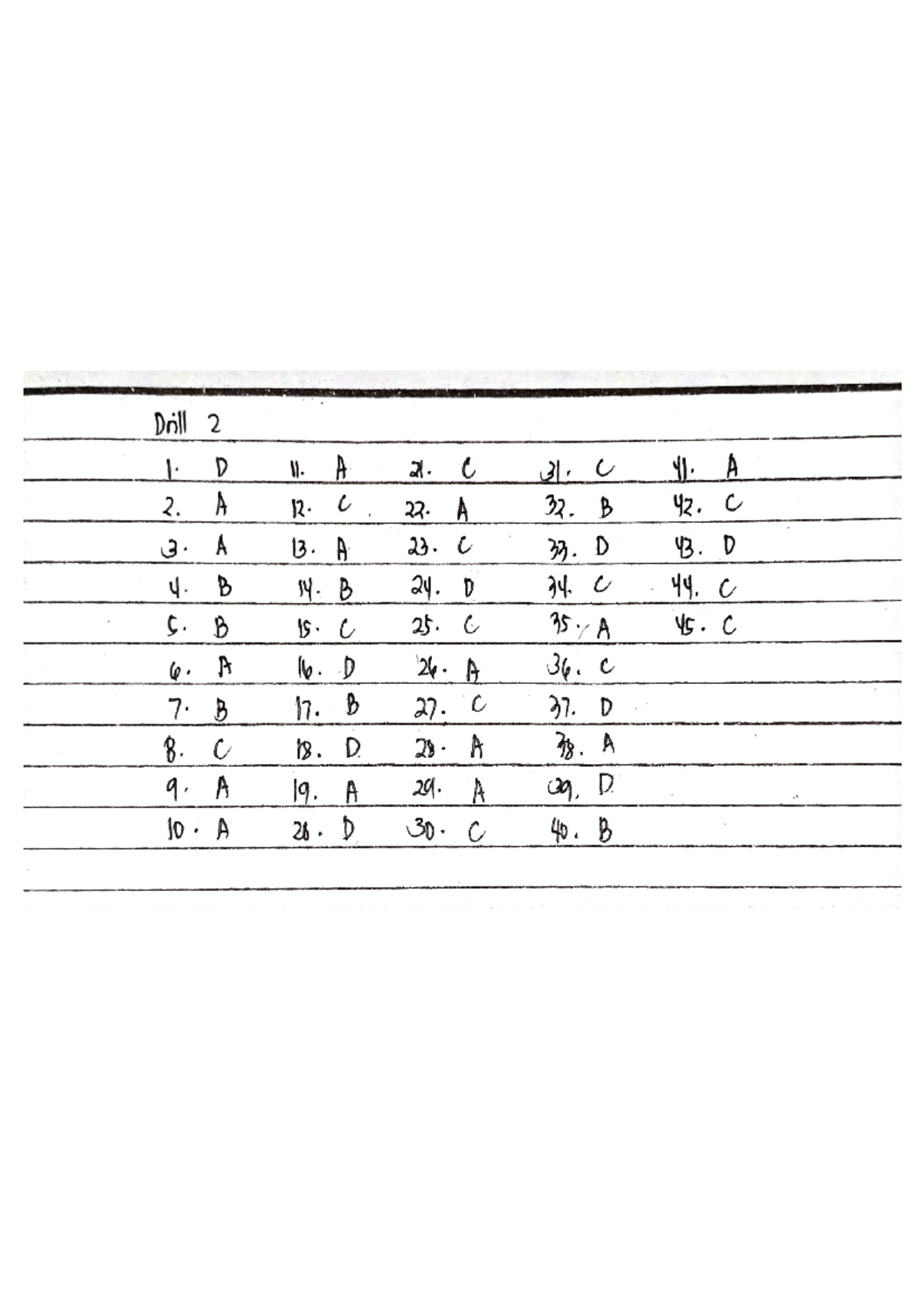 Drill 2 - Conceptual Framework - Drill 2 1. D 11. A 21. C 31 C 41 2. 1 ...