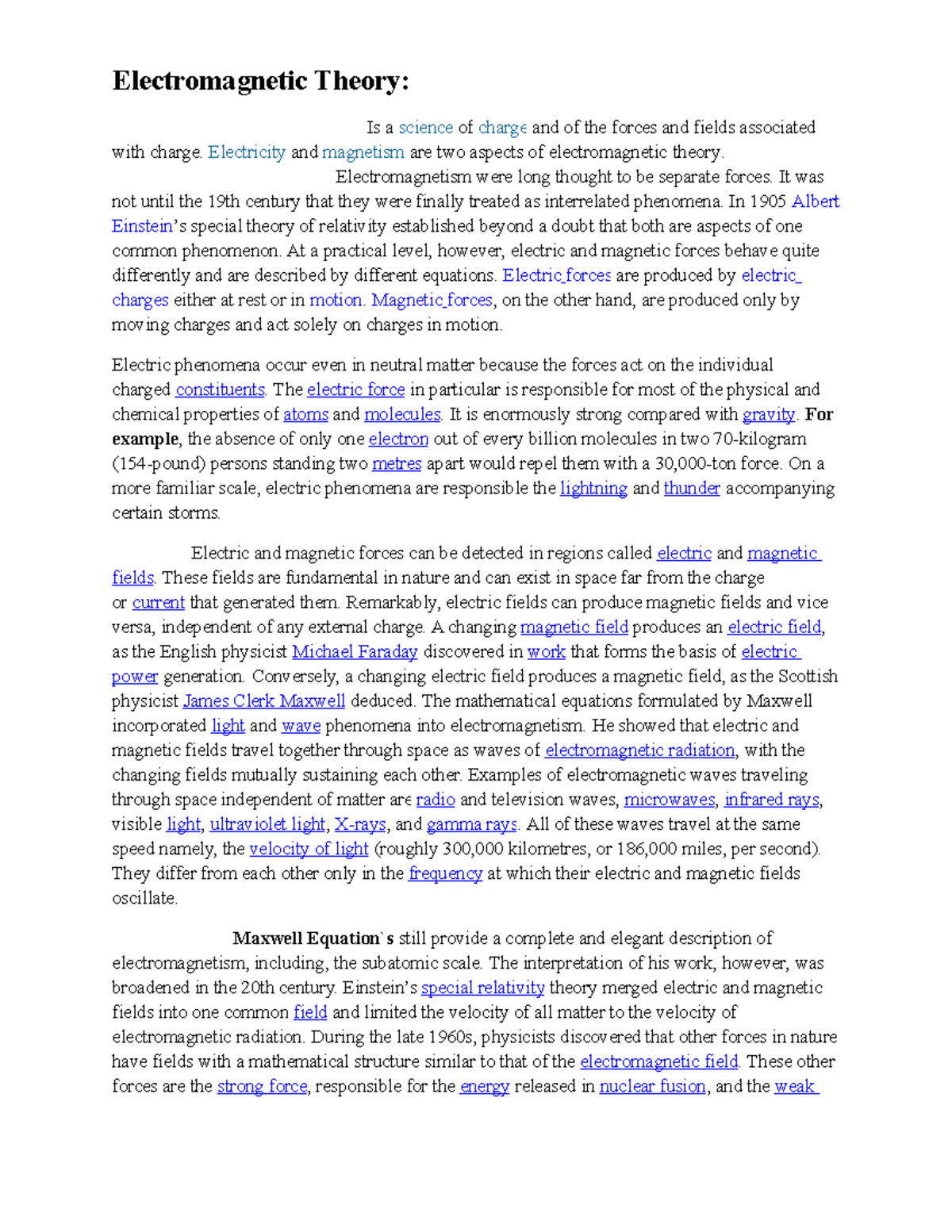 Applied physics Assignment 2 - Electromagnetic Theory: Is a science of ...