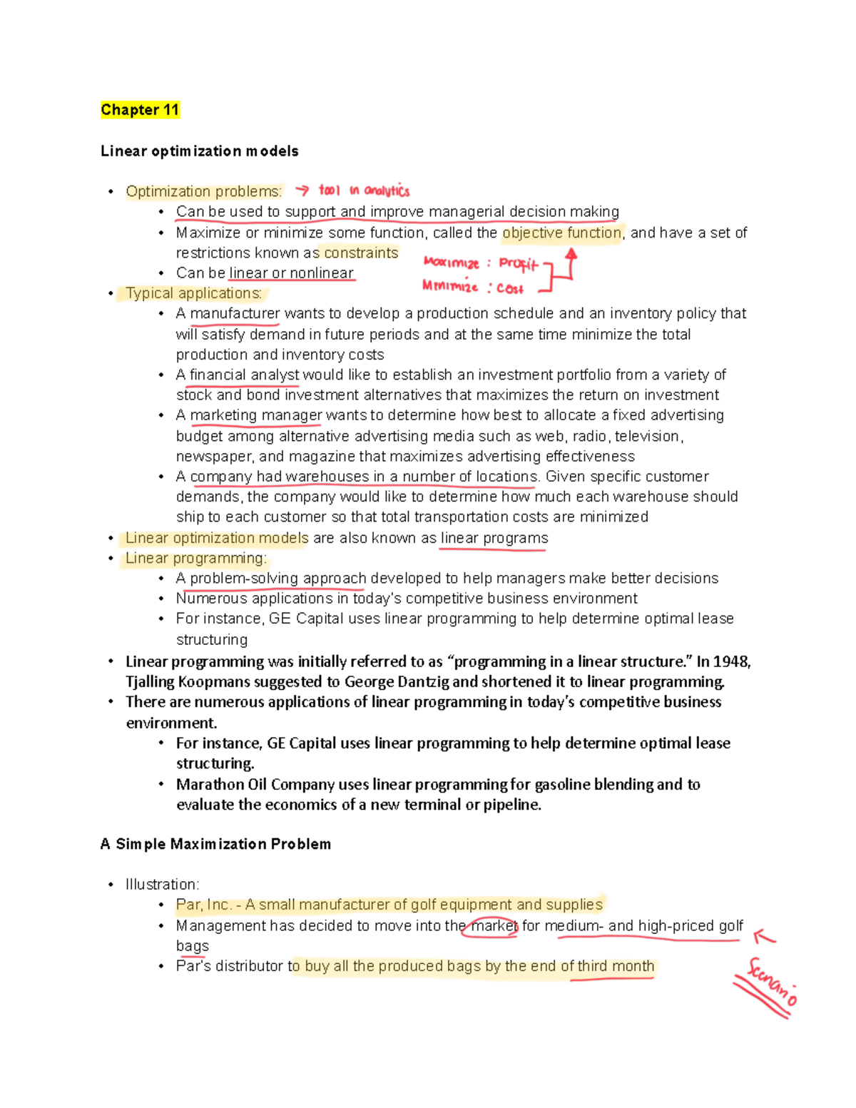 Analytics in FEU lecture notes - Chapter 11 Linear optimization models ...