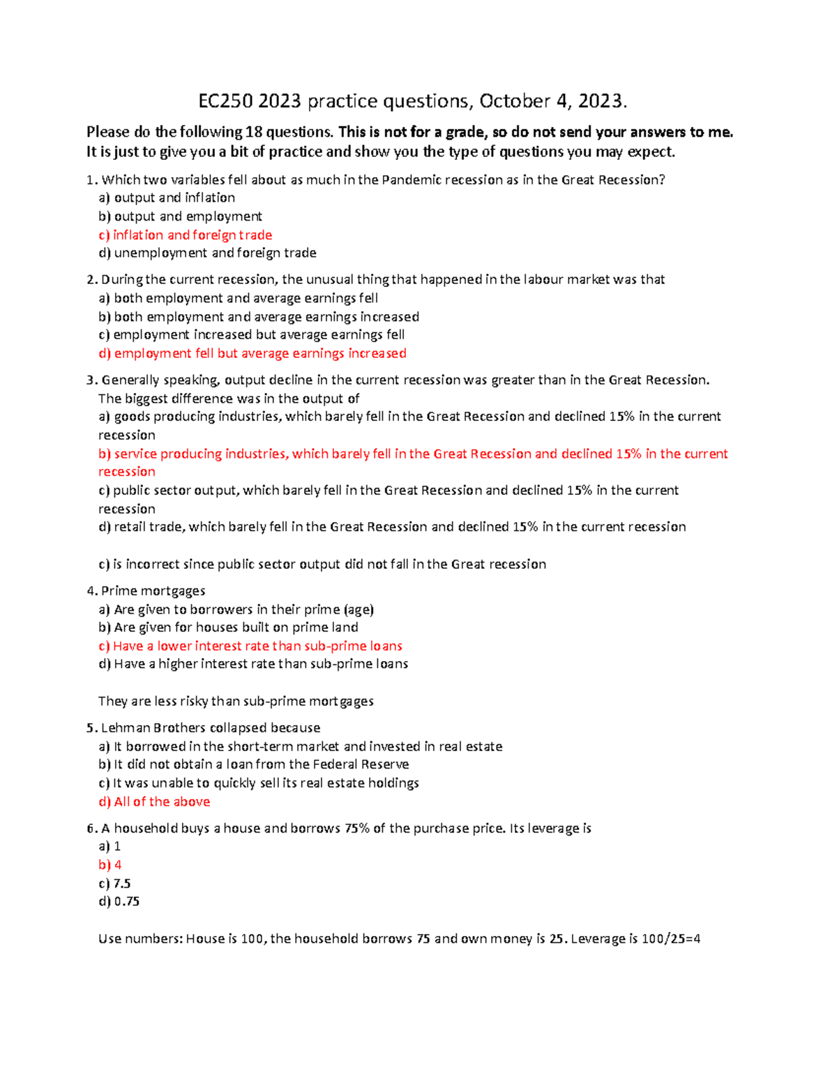 EC250 2023 practice questions set 1 with answers and explanations ...