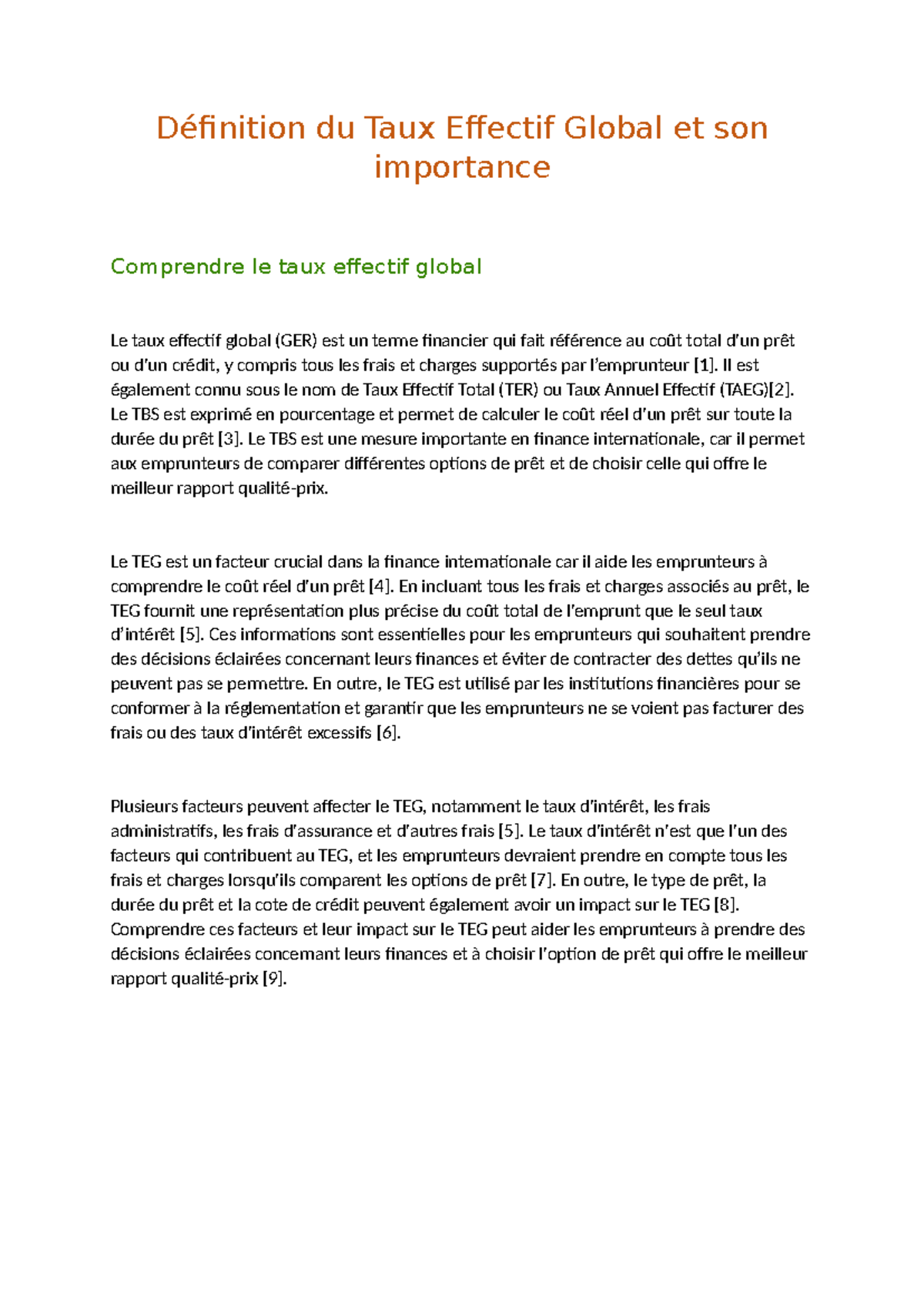 Définition du Taux Effectif Global et son importance - Définition du ...