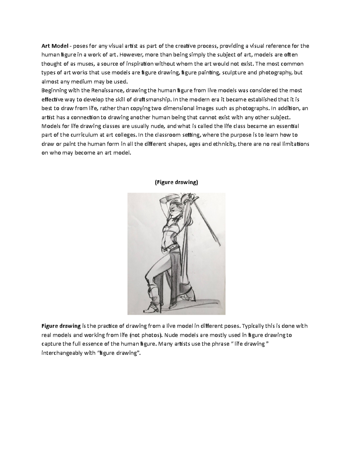 Art Model Report - It can help you to learn more in your academics ...