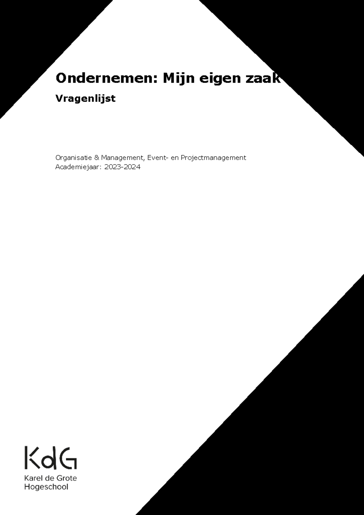 Vragenlijst Mijn eigen zaak 2024 - Ondernemen: Mijn eigen zaak ...