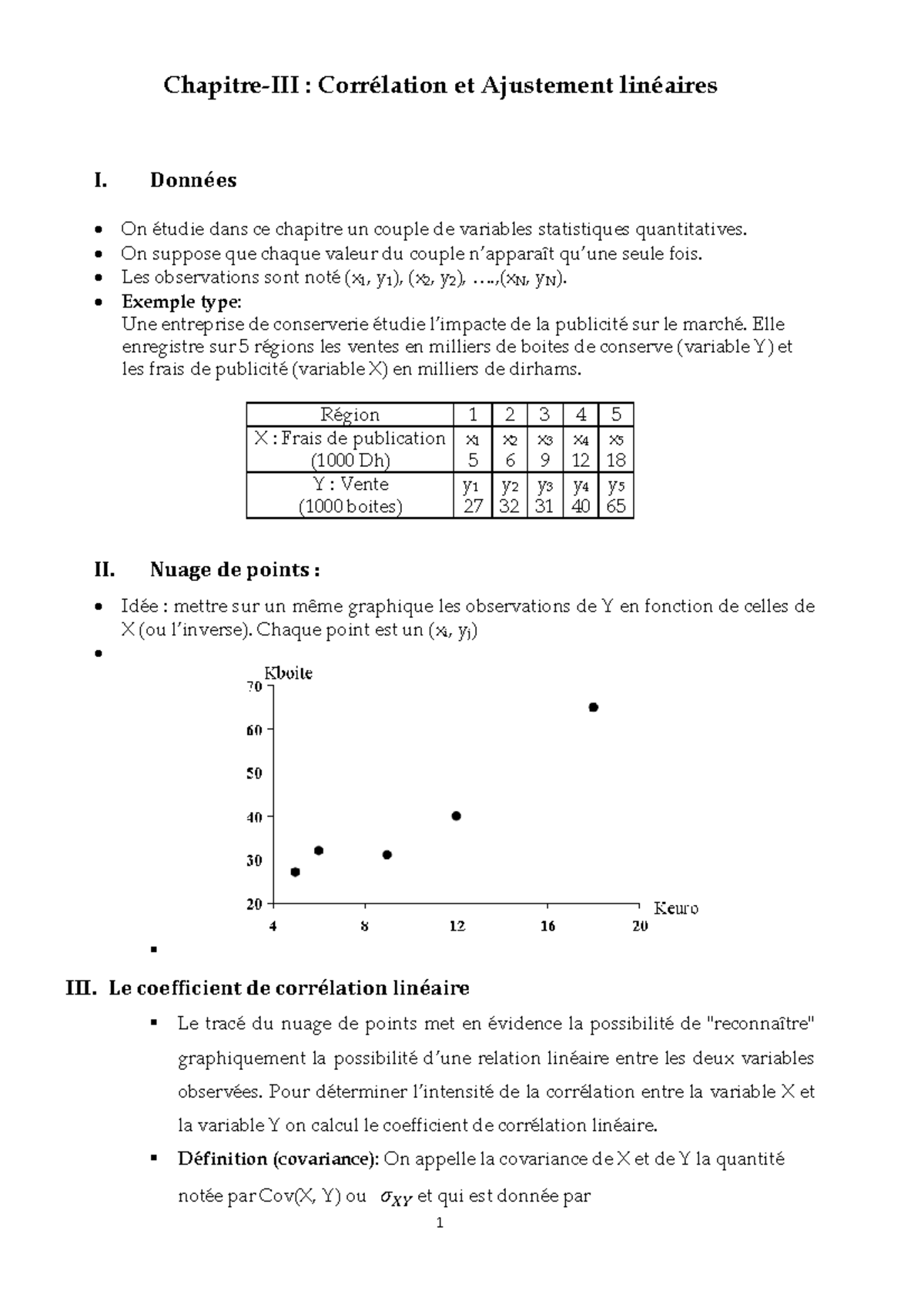 Statistique Cours 3 - Chapitre-III : Corrélation et Ajustement ...