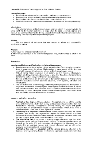 STS-Lesson-4 - Notes - Lesson 04: Government Laws, Policies, Plans and ...