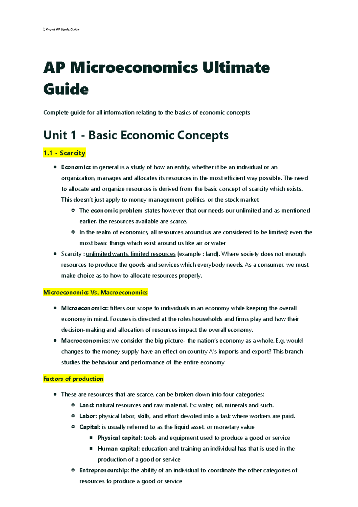 AP Microeconomics Ultimate Guide Notes Knowt - AP Microeconomics ...