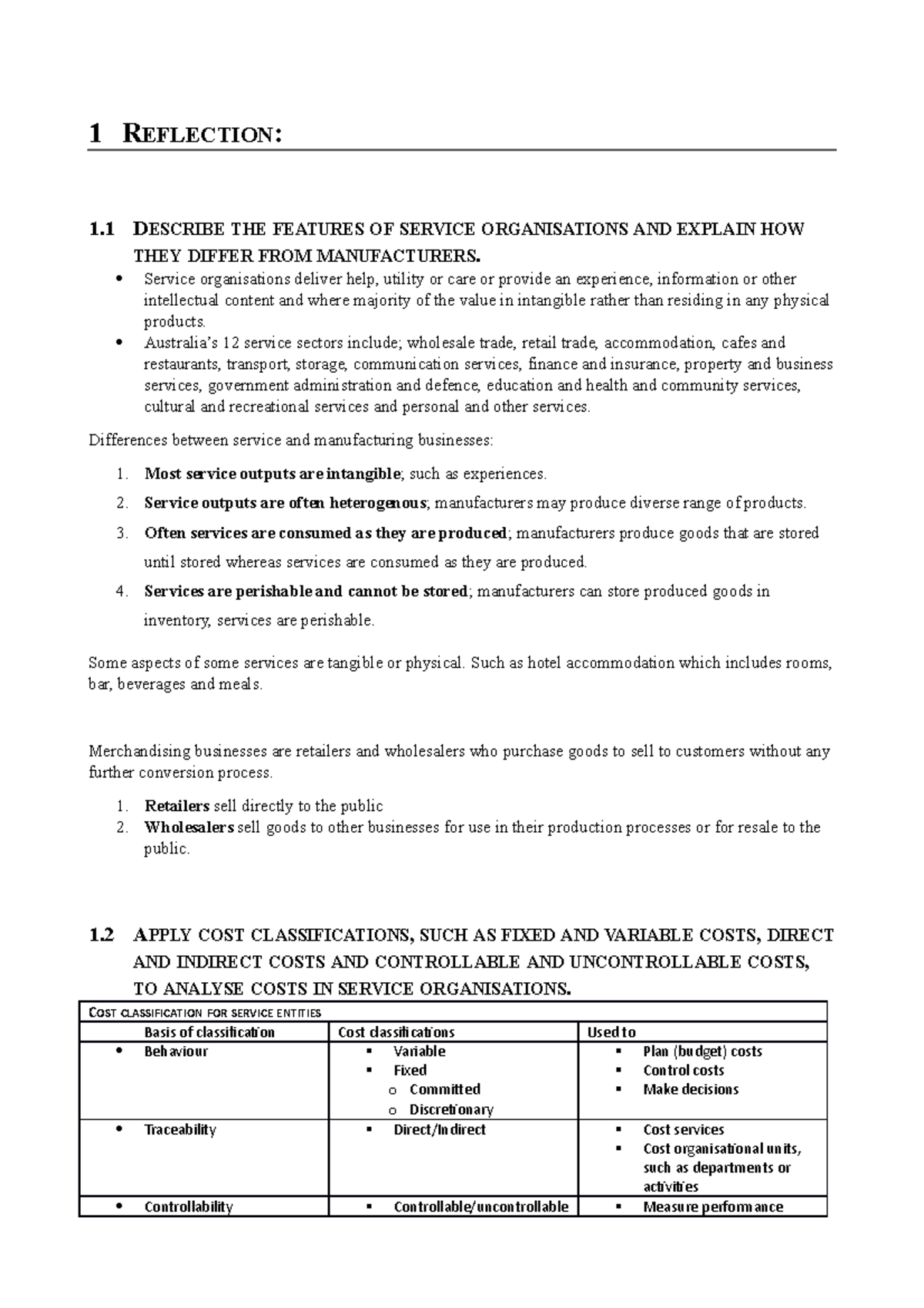 Week 3 HW and Reflection - 1 REFLECTION: 1 DESCRIBE THE FEATURES OF ...