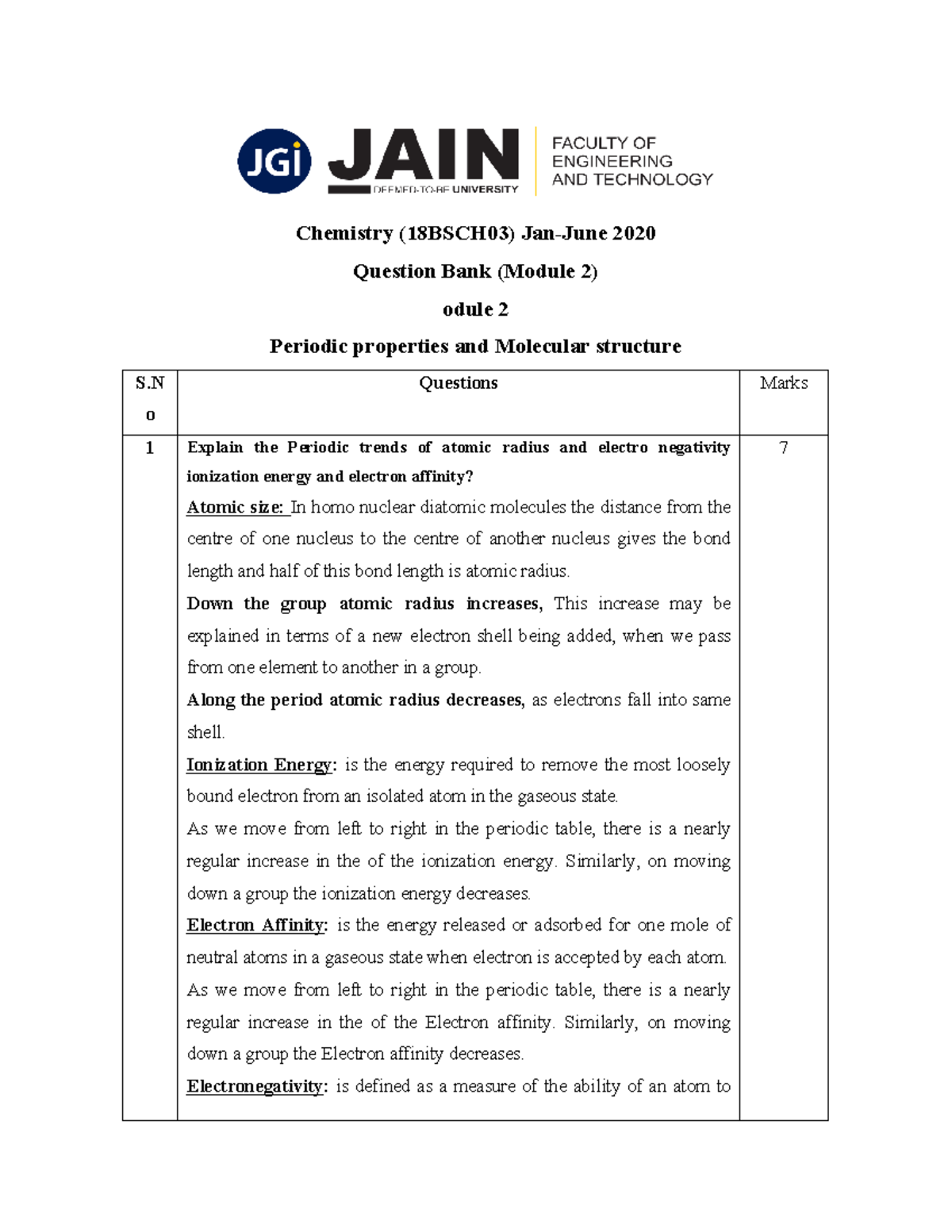 Mod 2 question with answer - Chemistry (18BSCH03) Jan-June 2020 ...