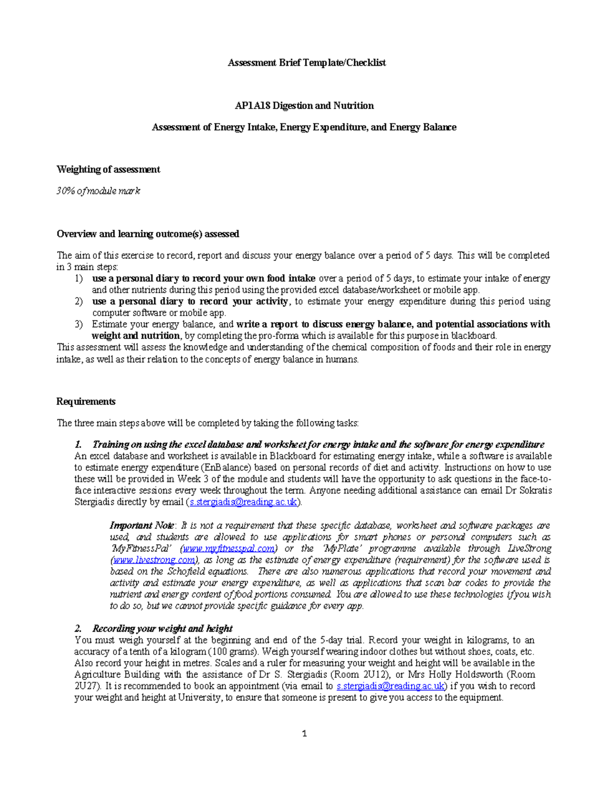AP1A18 - Assignment brief (2024) - Assessment Brief Template/Checklist ...