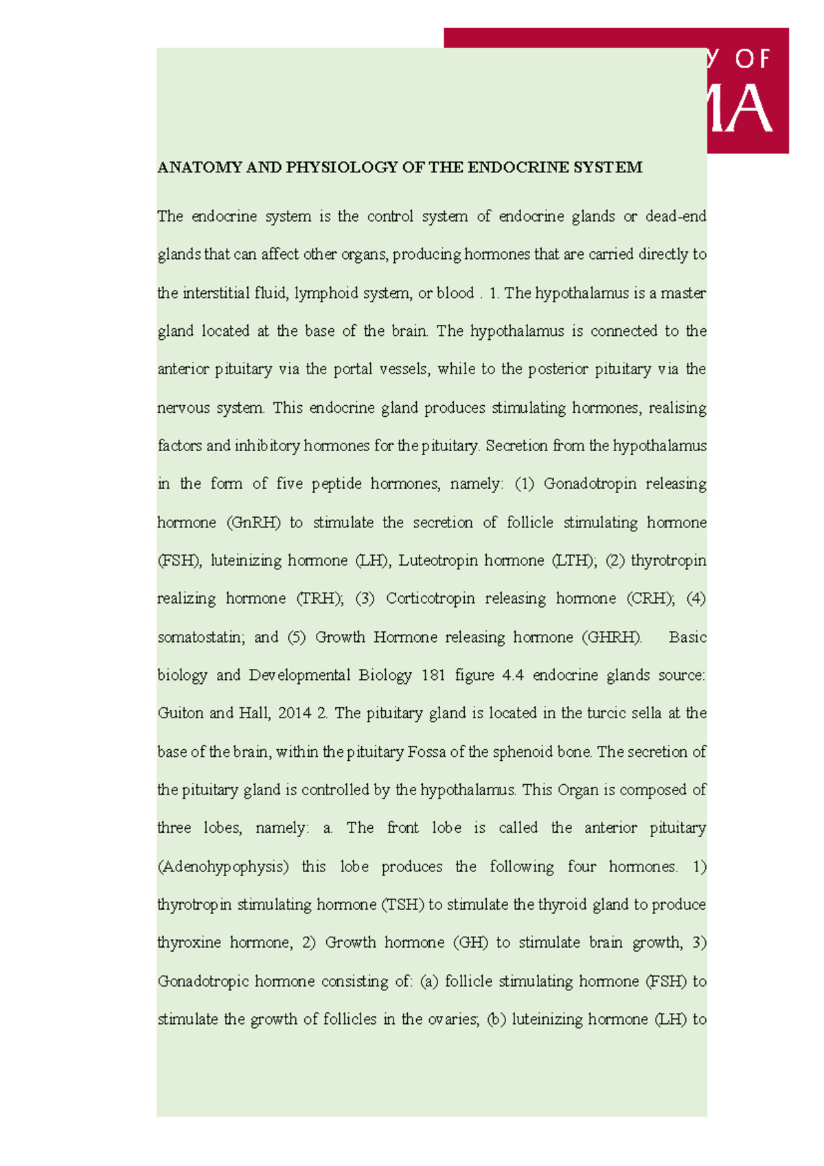 Documents Biology - Anatomy AND Physiology OF THE Endocrine System ...
