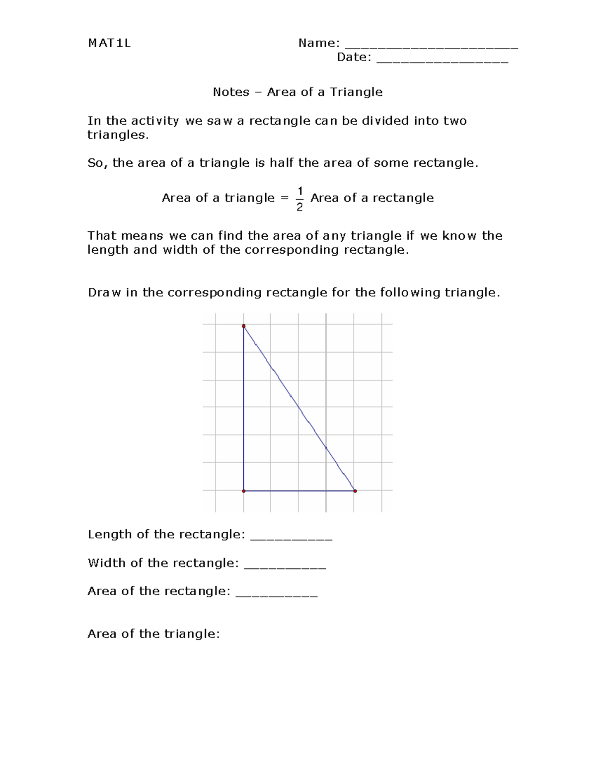 06 - notes - area of a triangle - - Studocu