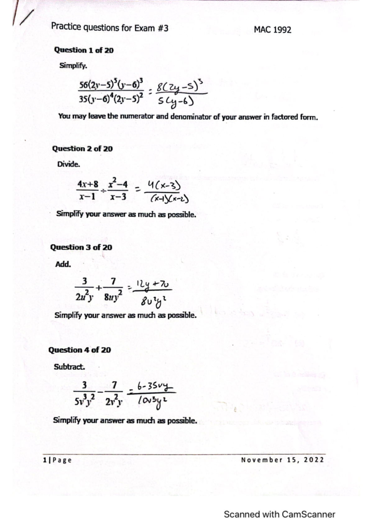 Exam 3 Practice Questions - MAC1992 - Studocu