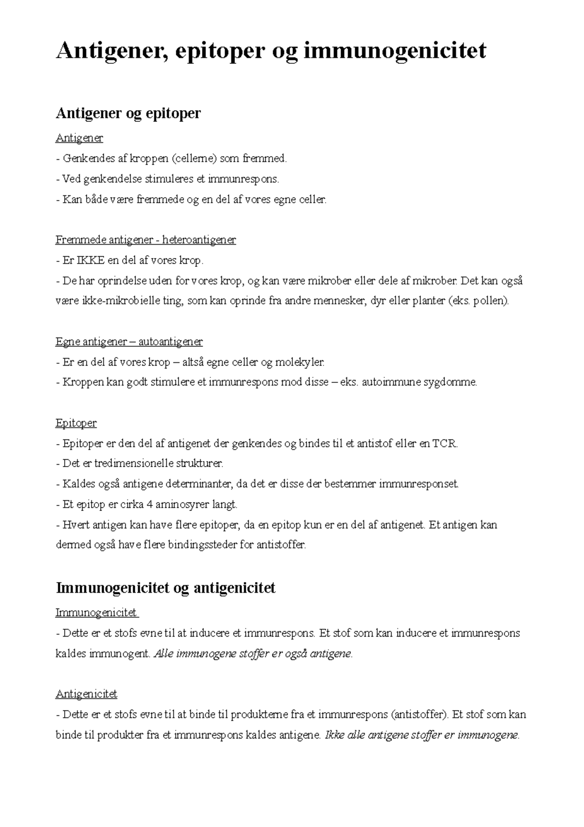 Antigener, epitoper og immunogenicitet - Antigener, epitoper og ...