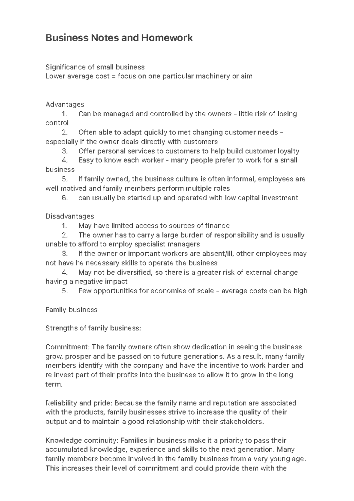 Economics Notes and Homework - Business Notes and Homework Significance ...