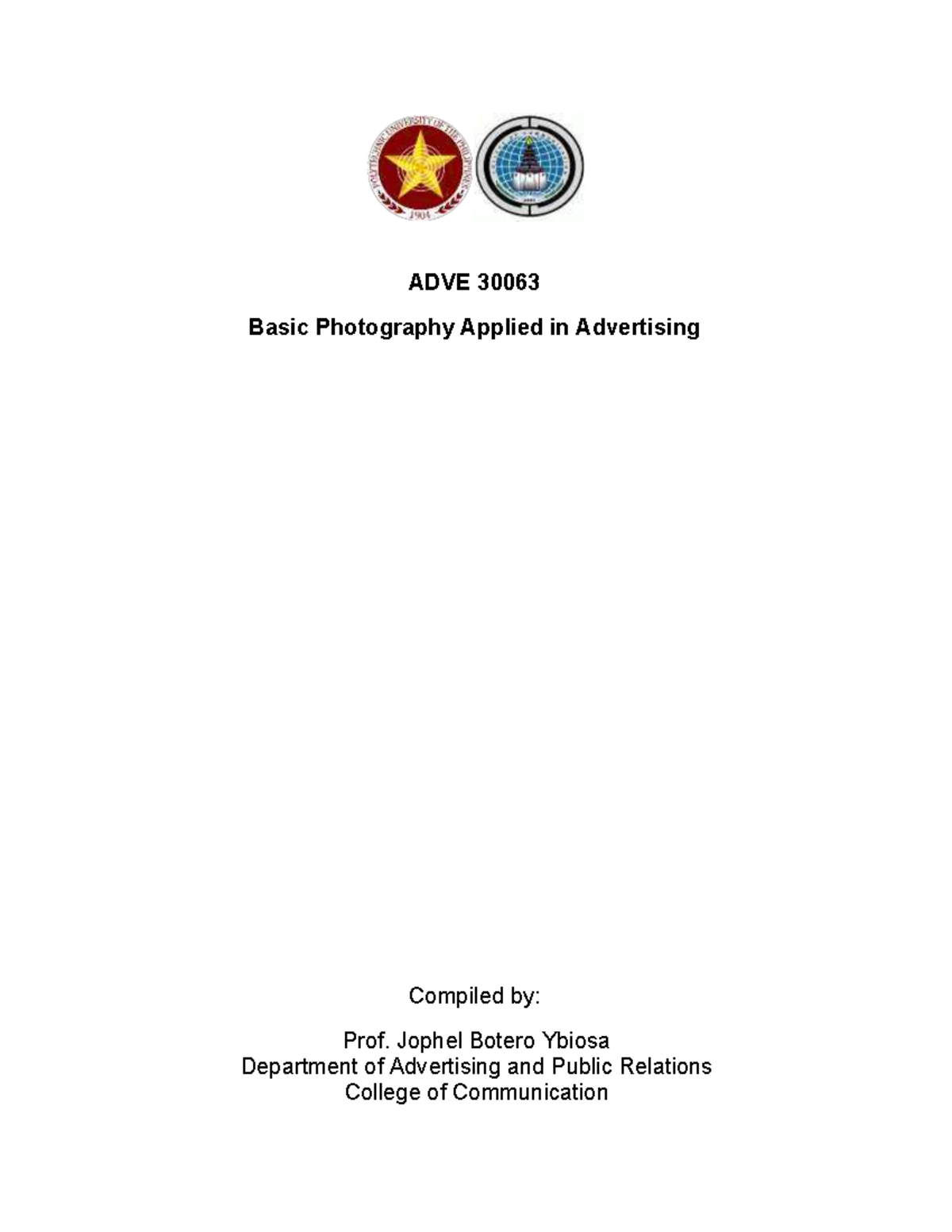 Instructional Material for Basic Photography Applied in Advertising ...