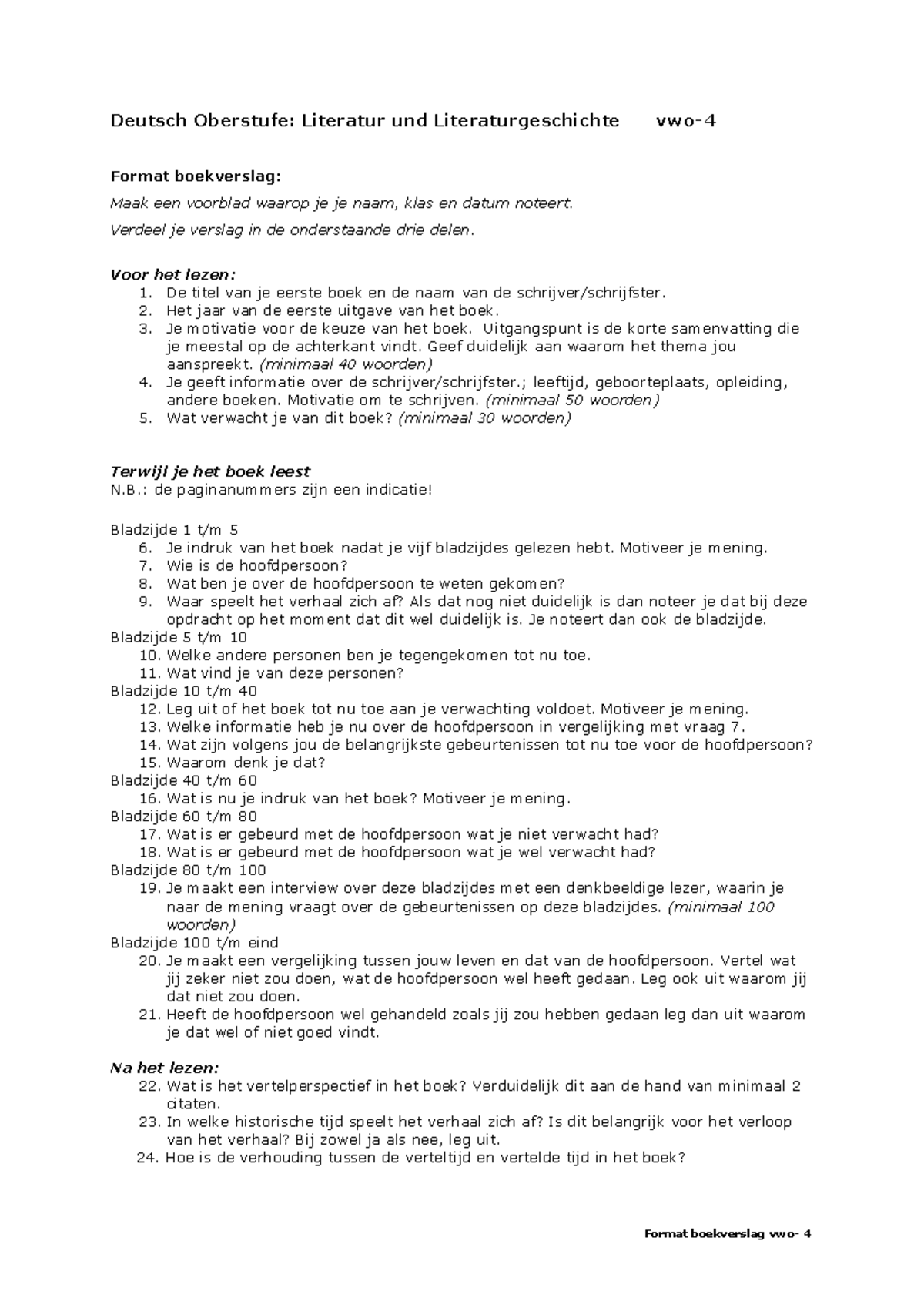 Boekverslag 2013-2014 vwo4 - Deutsch Oberstufe: Literatur und ...