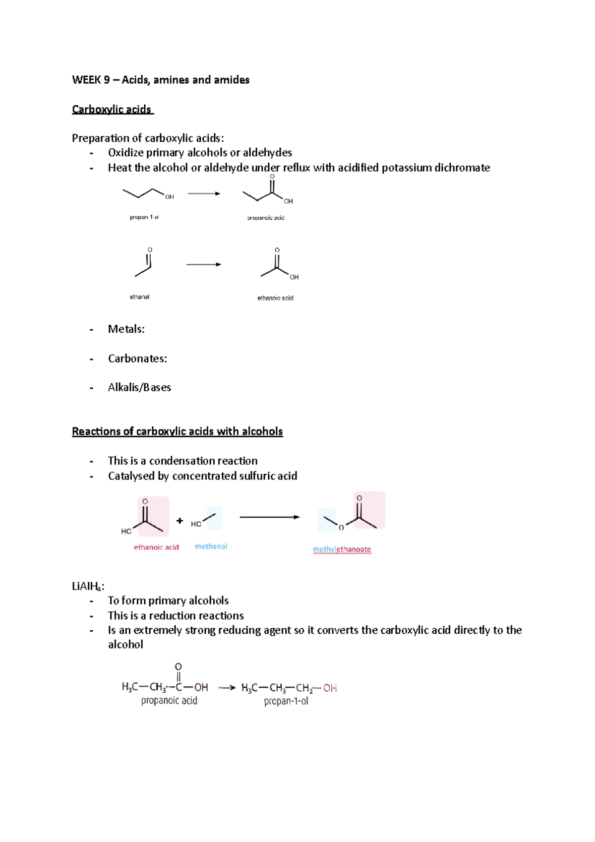 Acids, amines and amides - WEEK 9 – Acids, amines and amides Carboxylic ...