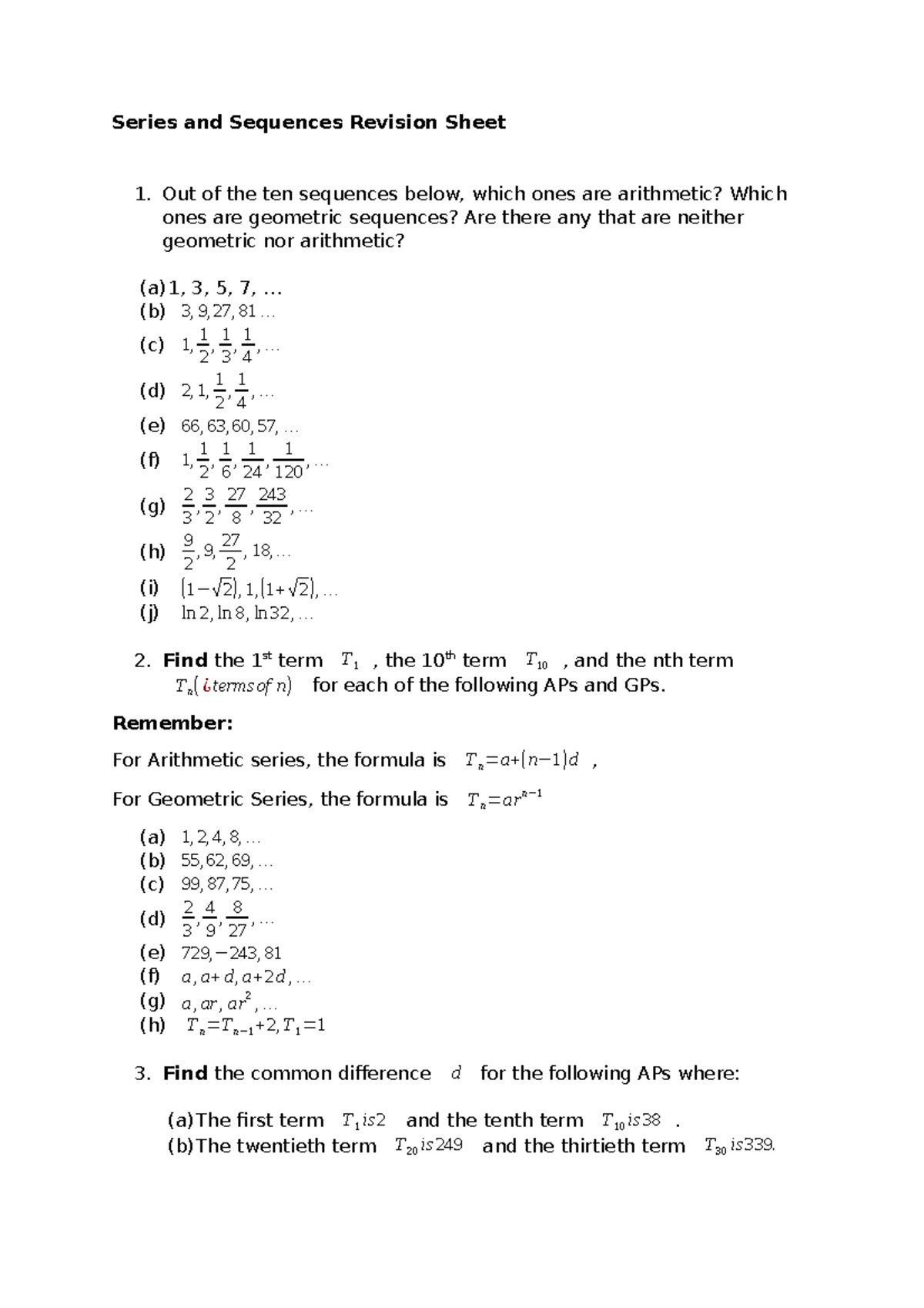 Series And Sequences Revision Sheet b 3 9 27 81 c 1 1 2 series-and-sequences-revision-sheet-b-3-9-27-81-c-1-1-2