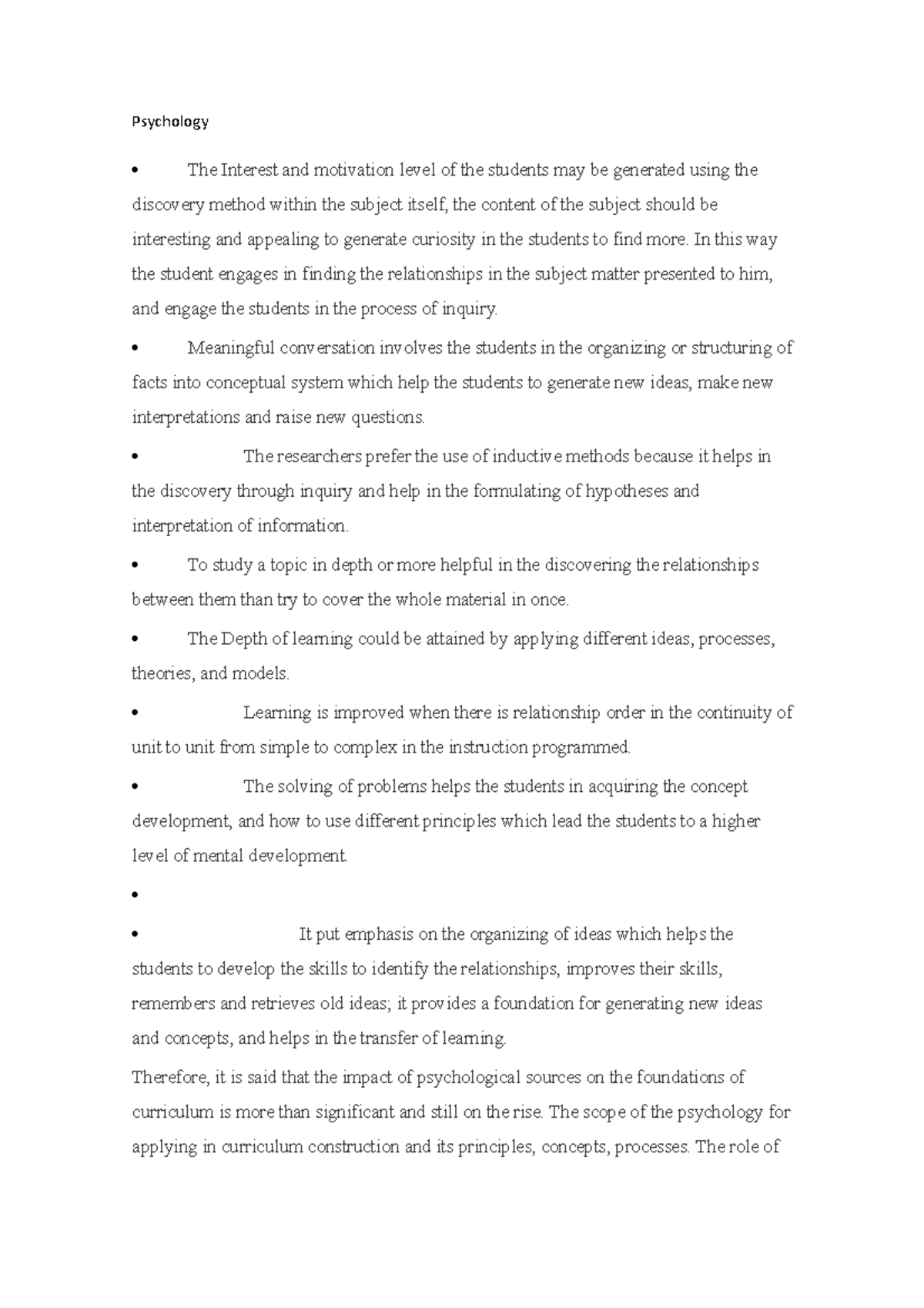 Psychology 2 - Psychology The Interest and motivation level of the ...