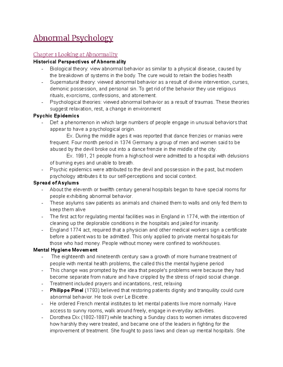 PSCH 270 BOOK - Notes for the textbook - Abnormal Psychology Chapter 1 ...