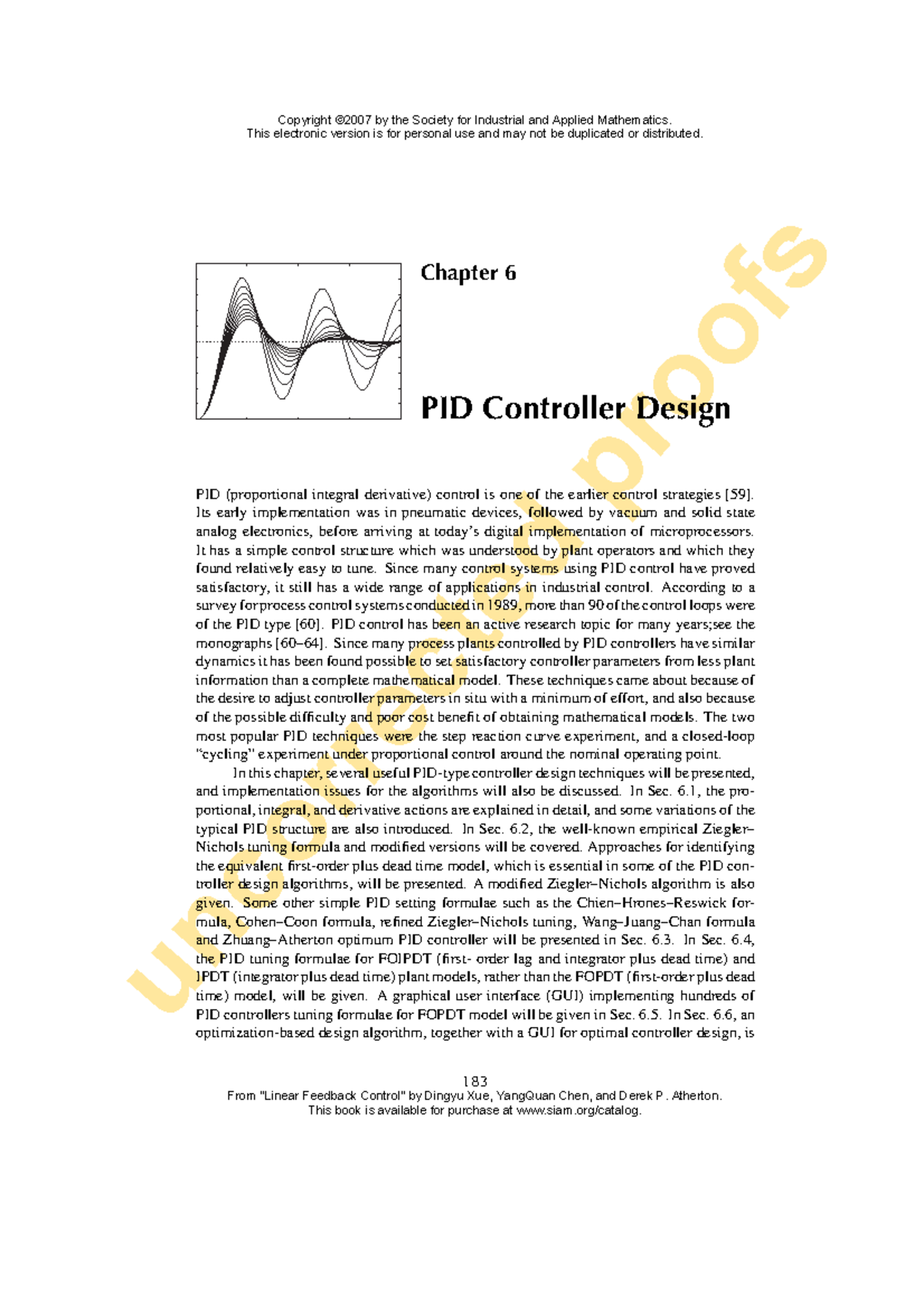 Atherton Ch 6 - pid control - uncorrected proofs 2007/ page 1 Chapter 6 PID Controller Design ...