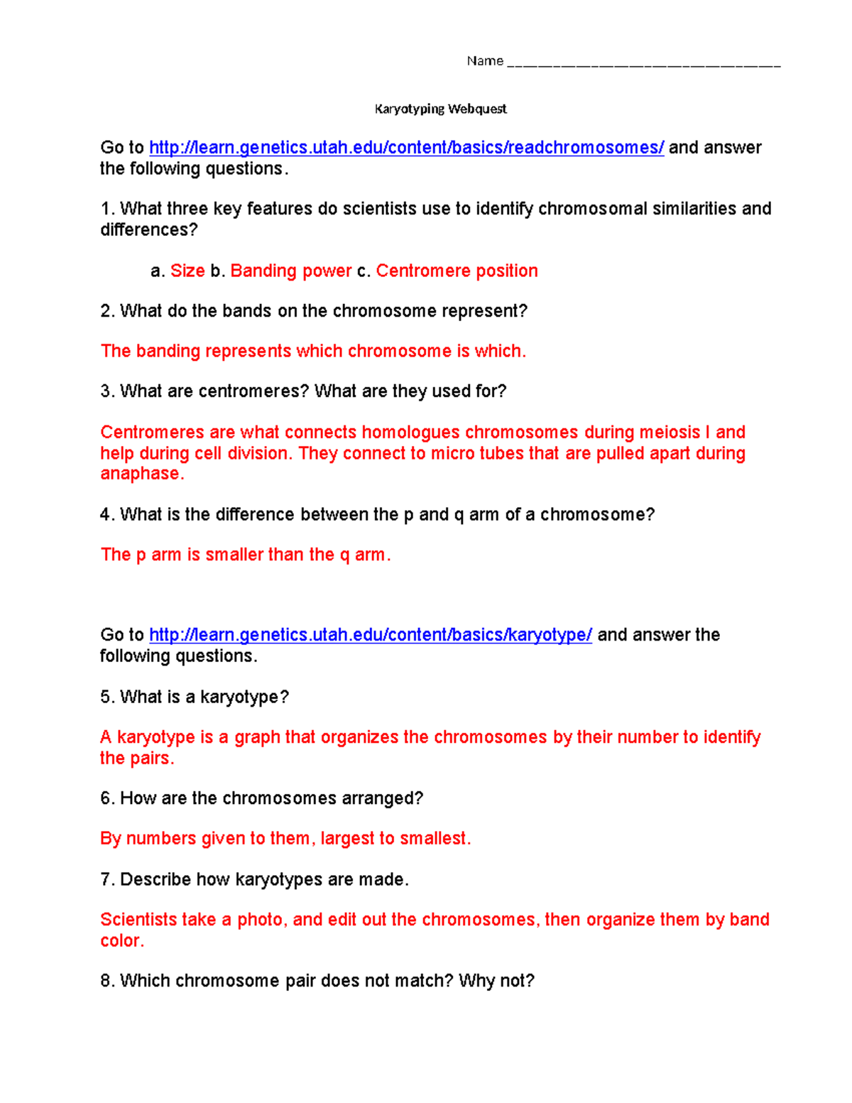 Karyotyping web - Karyotyping Webquest Go to learn.genetics.utah ...