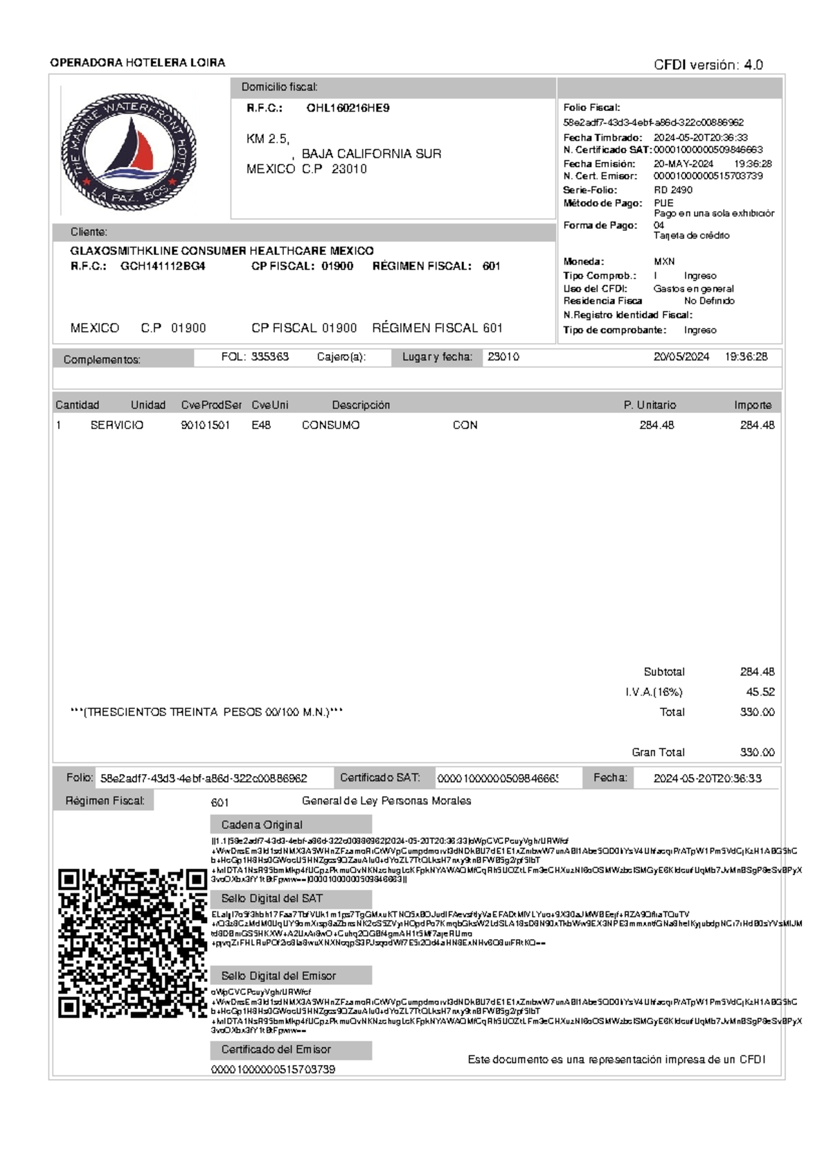 EJEMPLIFICACIÓN DE COMO REALIZAR UNA FACTURA - OPERADORA HOTELERA LOIRA ...