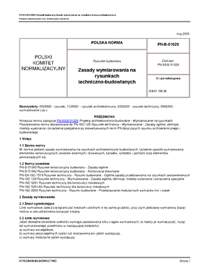 01025-2004 PN B oznaczenia architektoniczno-budowlane - Budownictwo ogólne - PK - Studocu