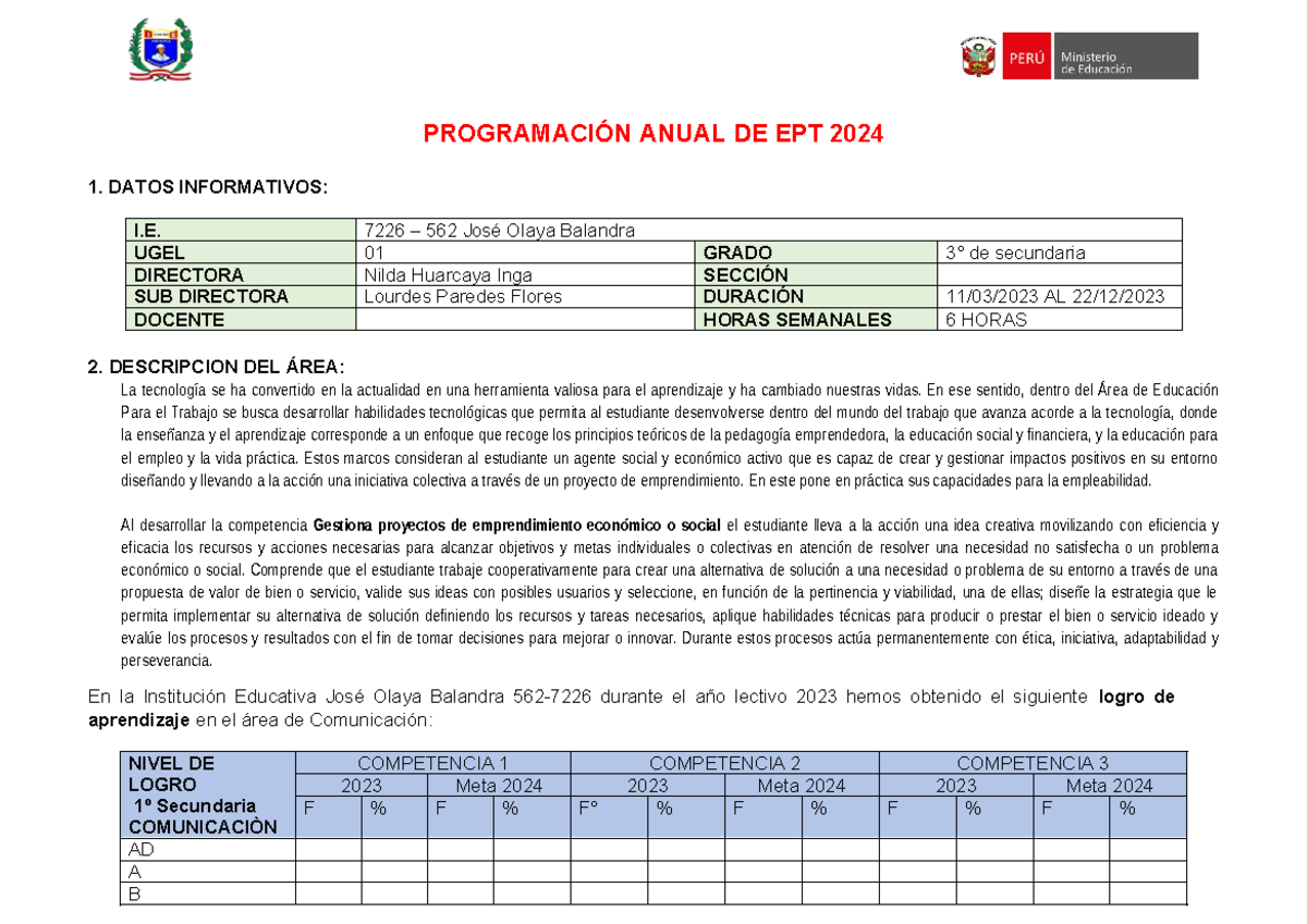Programación Anual DE EPT Manualidades - Tercero DE Secundaria- Fanny - PROGRAMACIÓN ANUAL DE ...