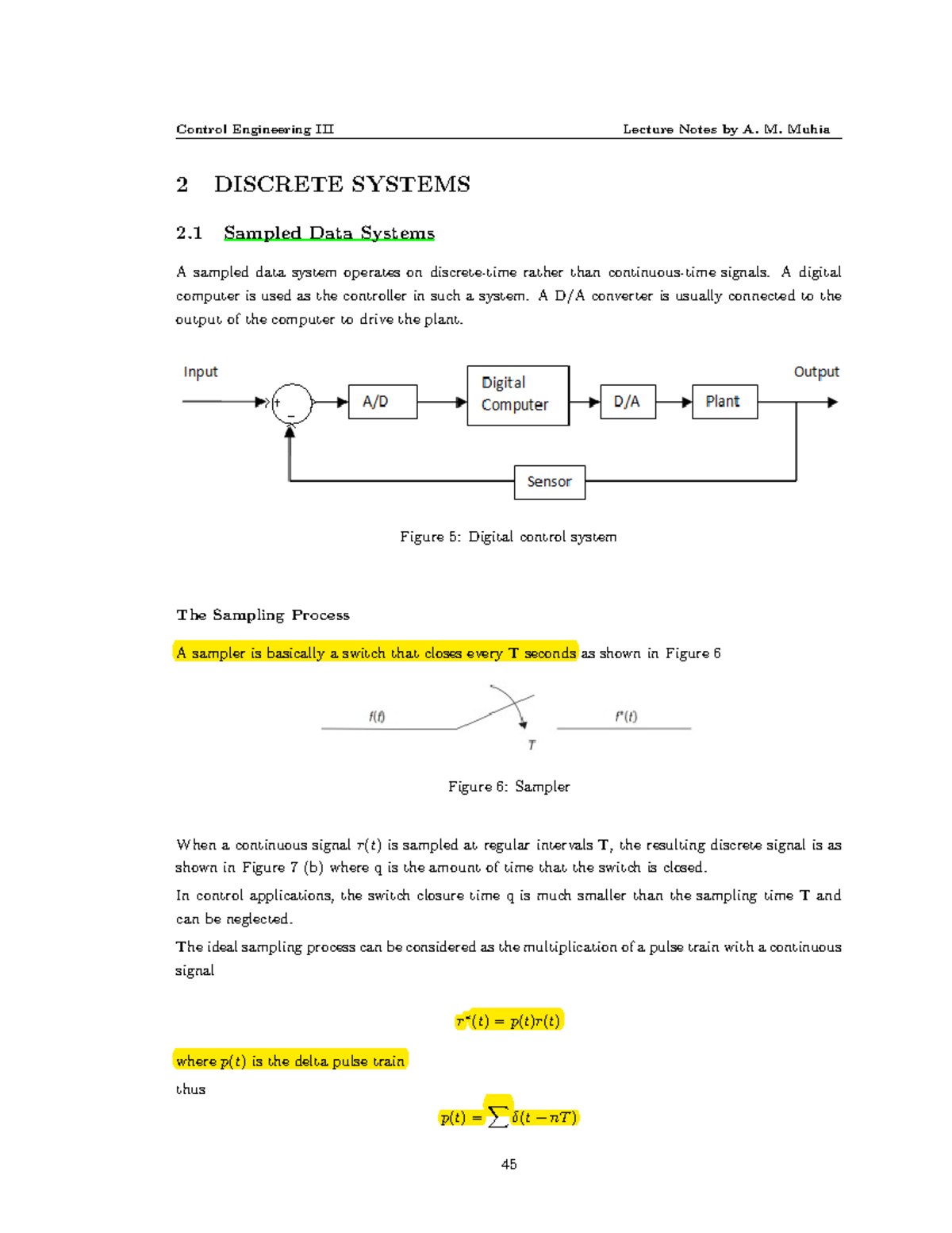 Discrete systems control II - 2 DISCRETE SYSTEMS 2 Sampled Data Systems A sampled data system ...