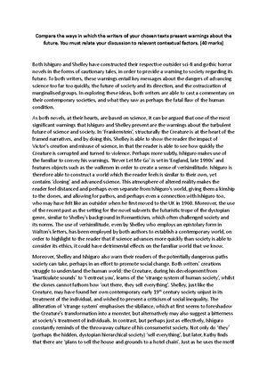 Revision Workbook - Prose - Paper 2, Prose Comparison: Frankenstein and ...