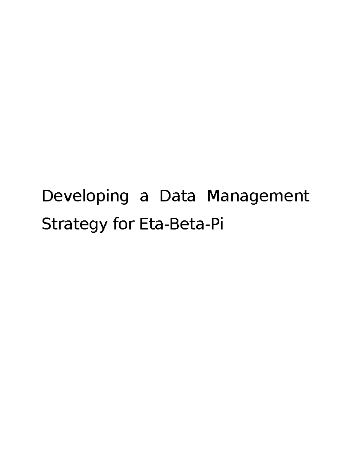 Developing a Data Management Strategy for Eta - Developing a Data ...