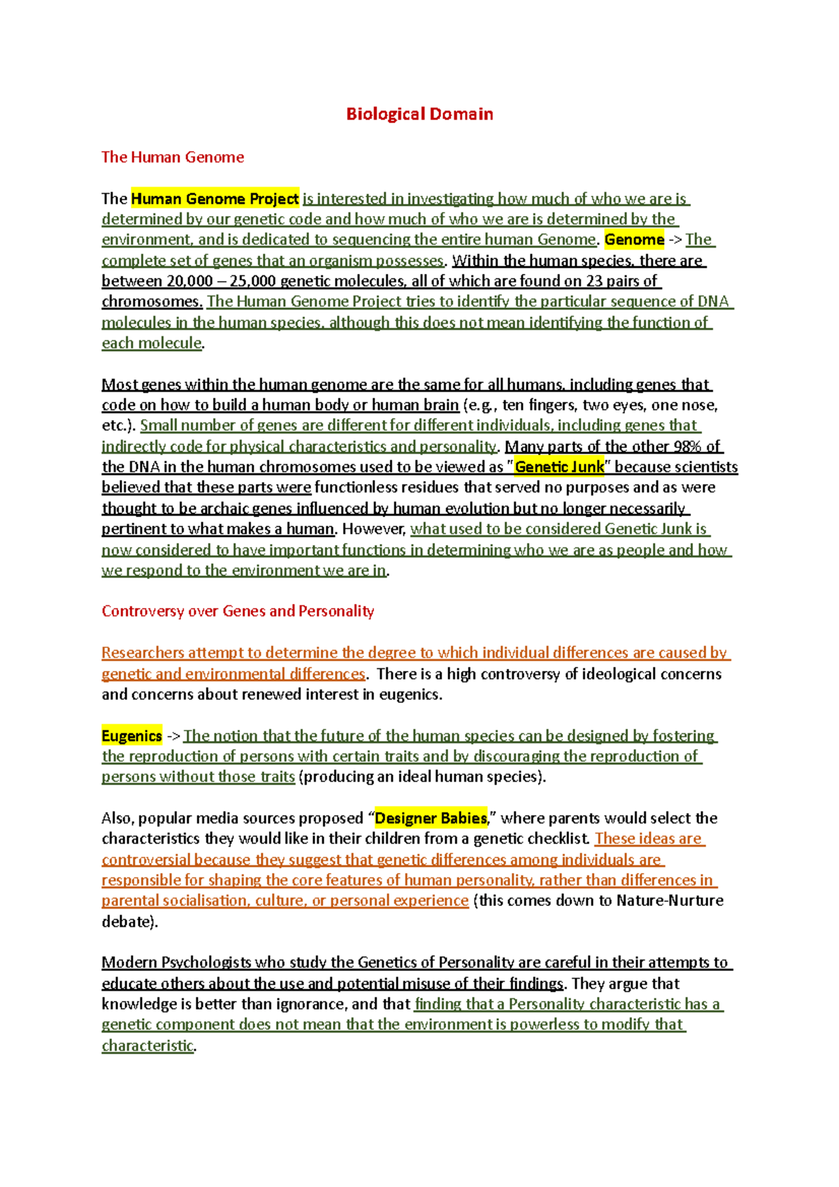 Individual Differences and Abnormal Psychology - Lecture 8 - Biological ...