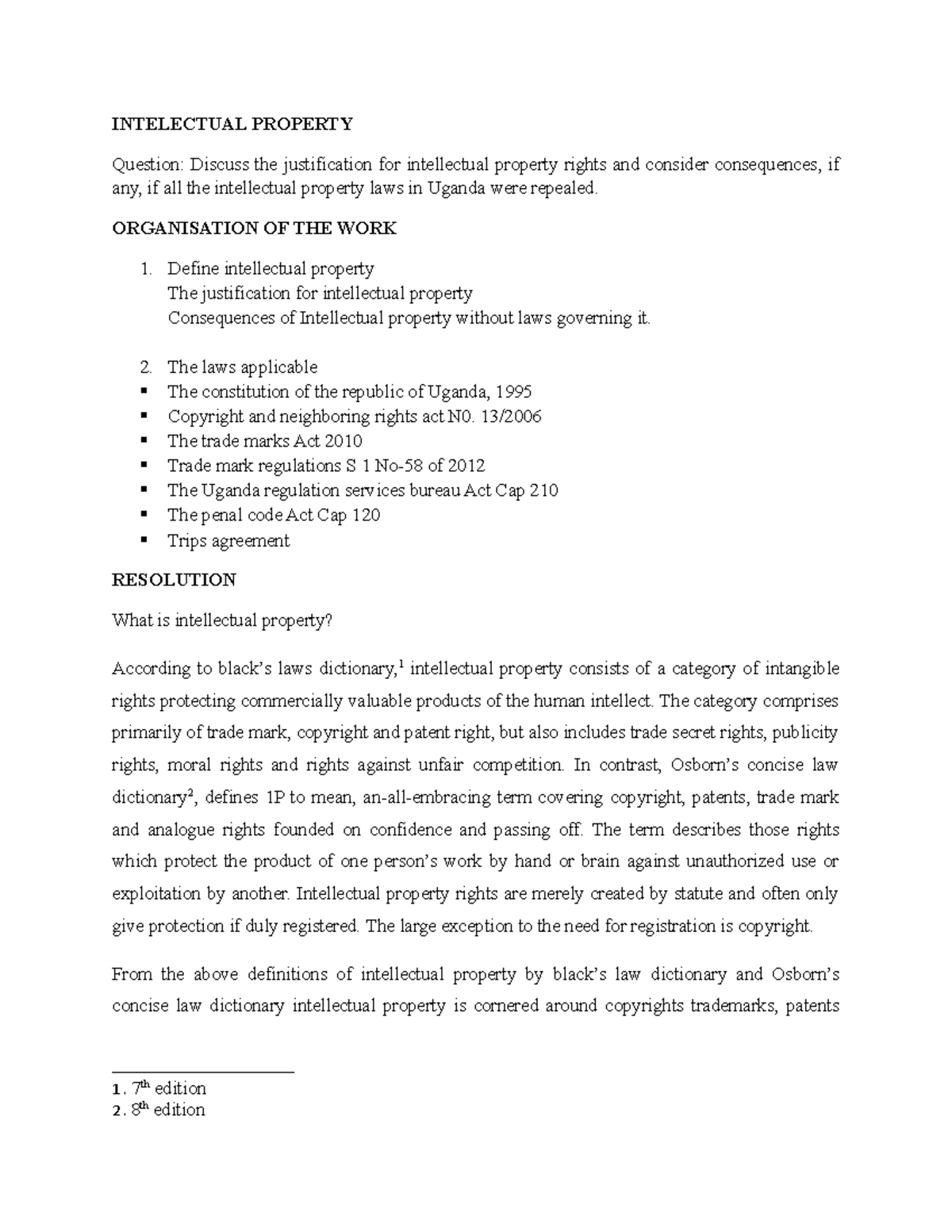 Intelectual Property - Neat and detailed notes - INTELECTUAL PROPERTY ...