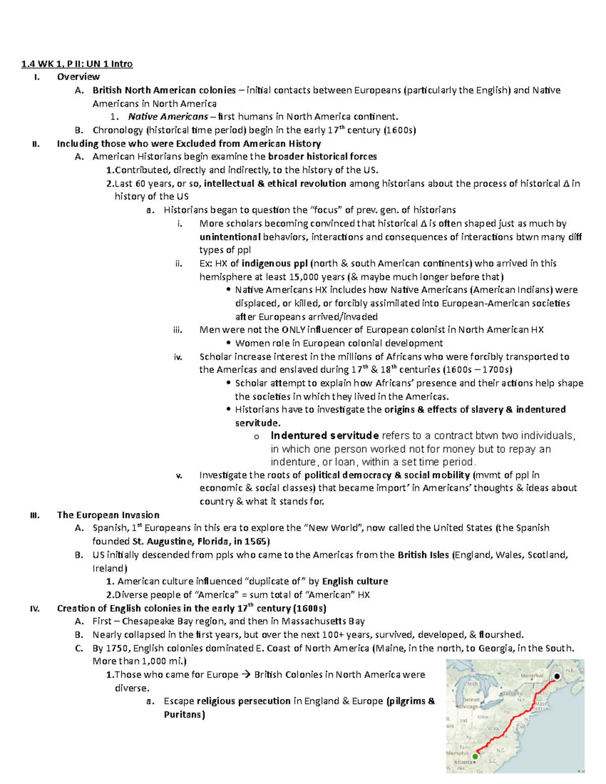 HIST 310 Week 1 Chapter1 - 1 WK 1, P II: UN 1 Intro I. Overview A ...