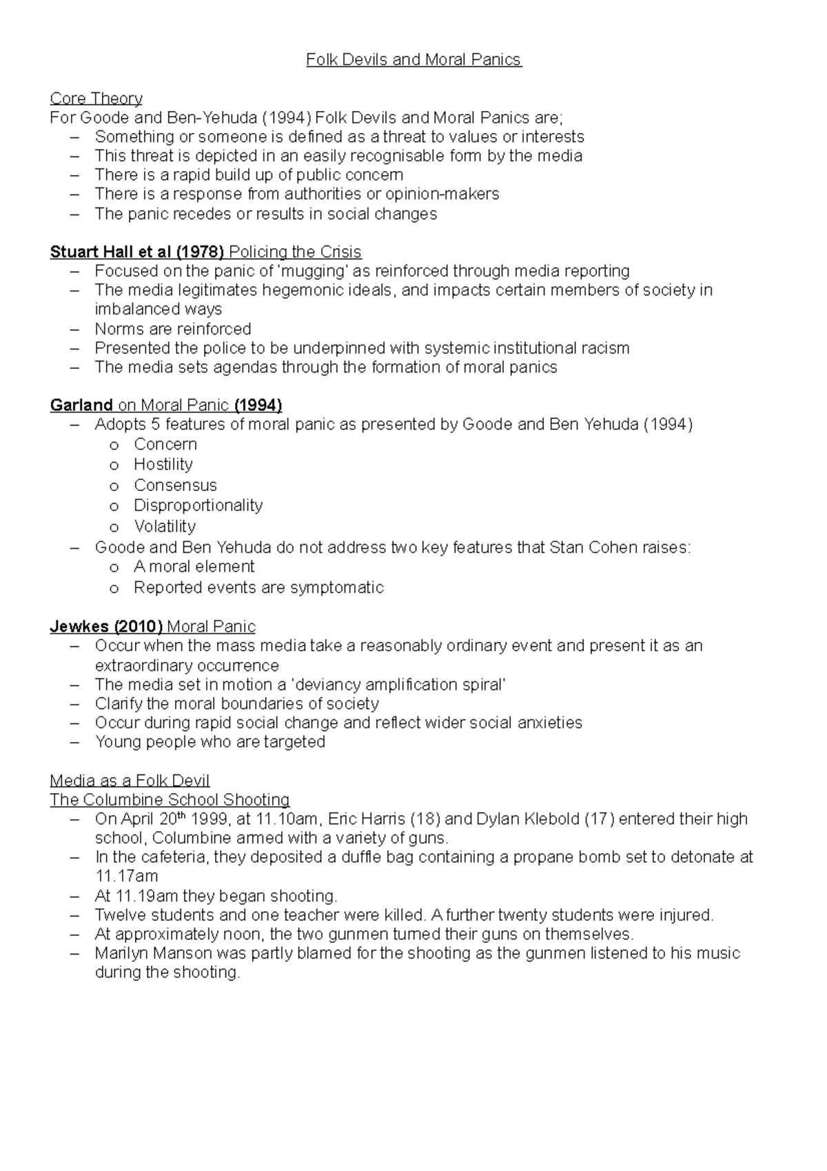 Folk Devils and Moral Panics - In the cafeteria, they deposited a ...