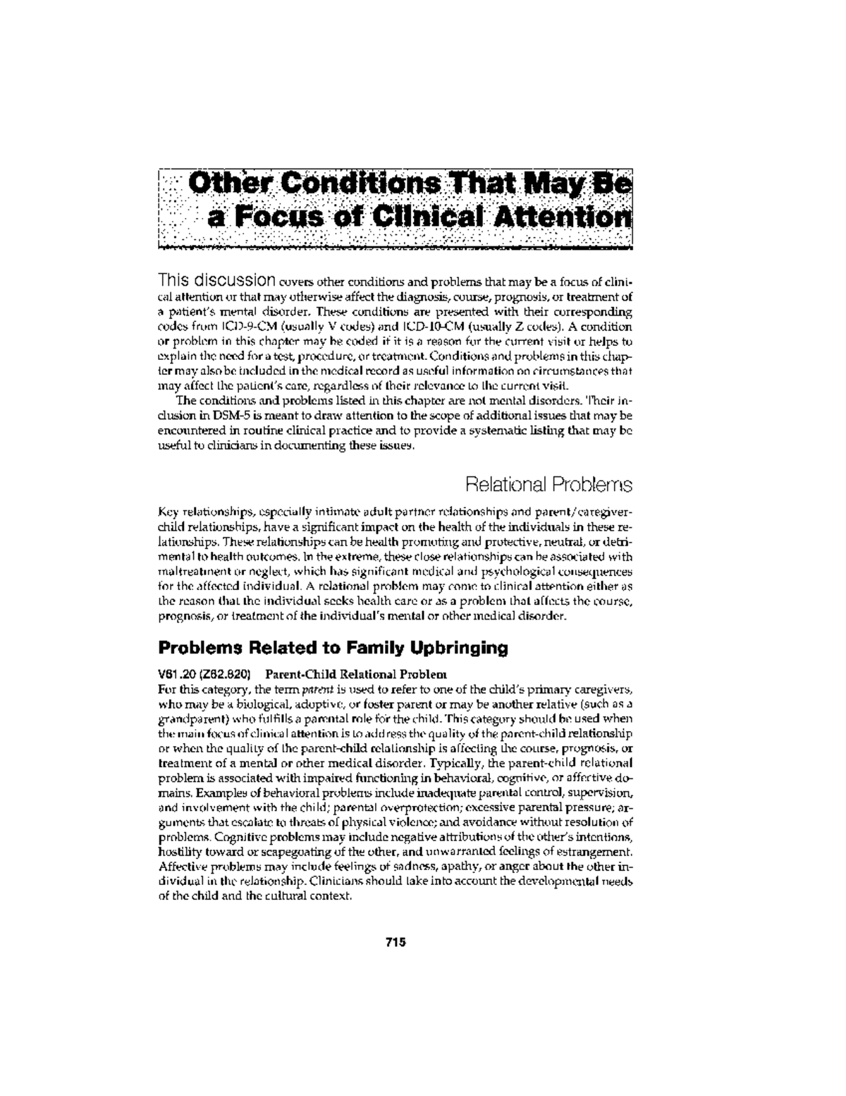 V-Codes- DSM5 - Some work from class that is very necesary. - Other ...