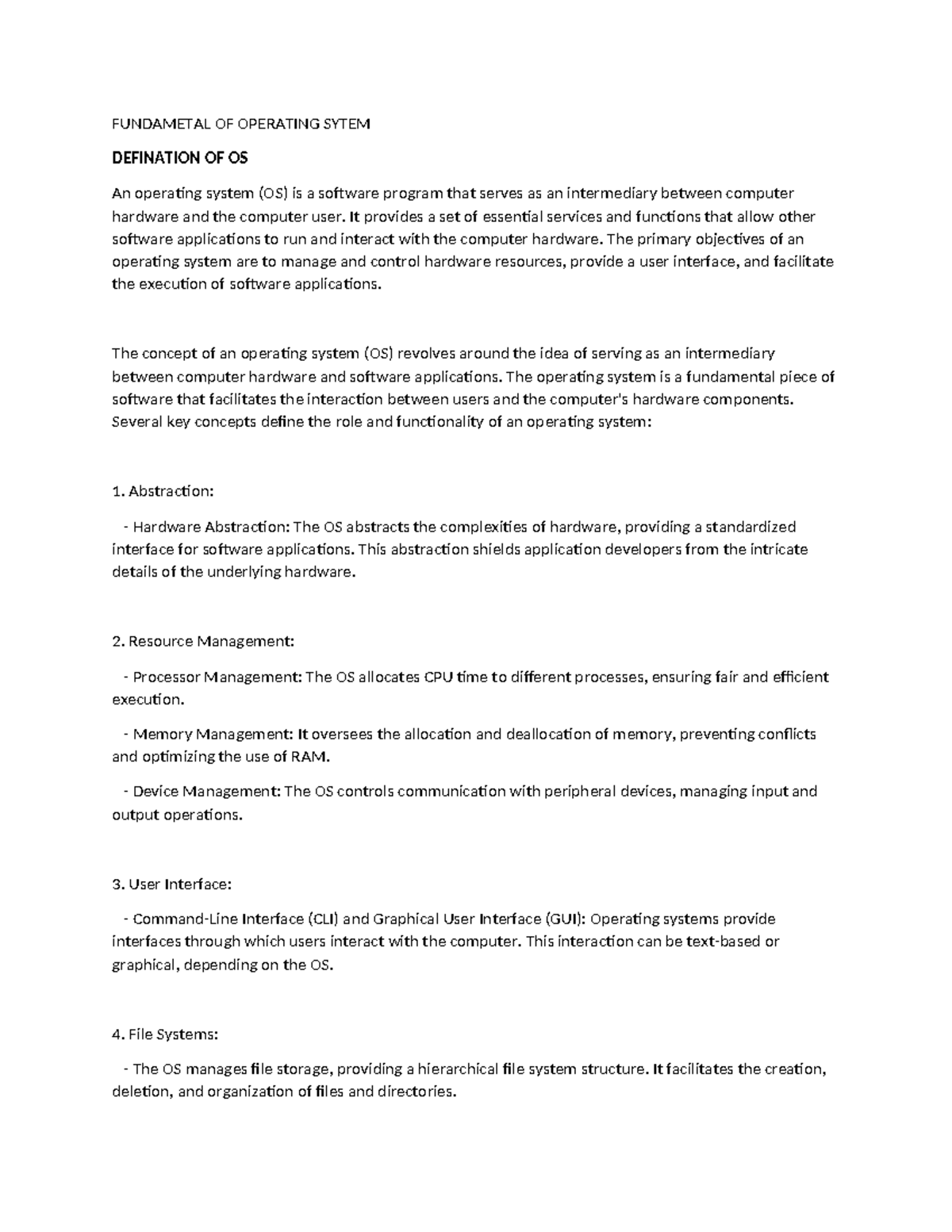 Fundametal OF Operating Sytem - FUNDAMETAL OF OPERATING SYTEM ...