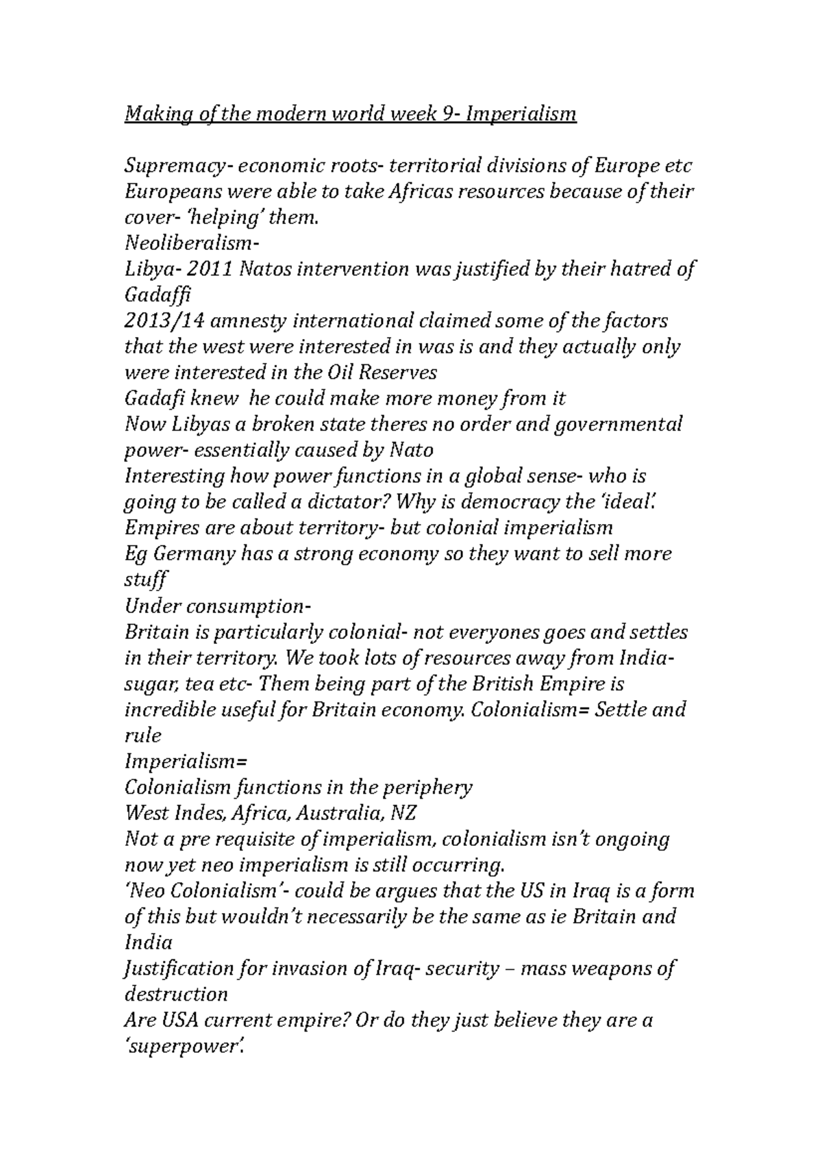 Making of the modern world week 9- Imperialism - Making of the modern ...