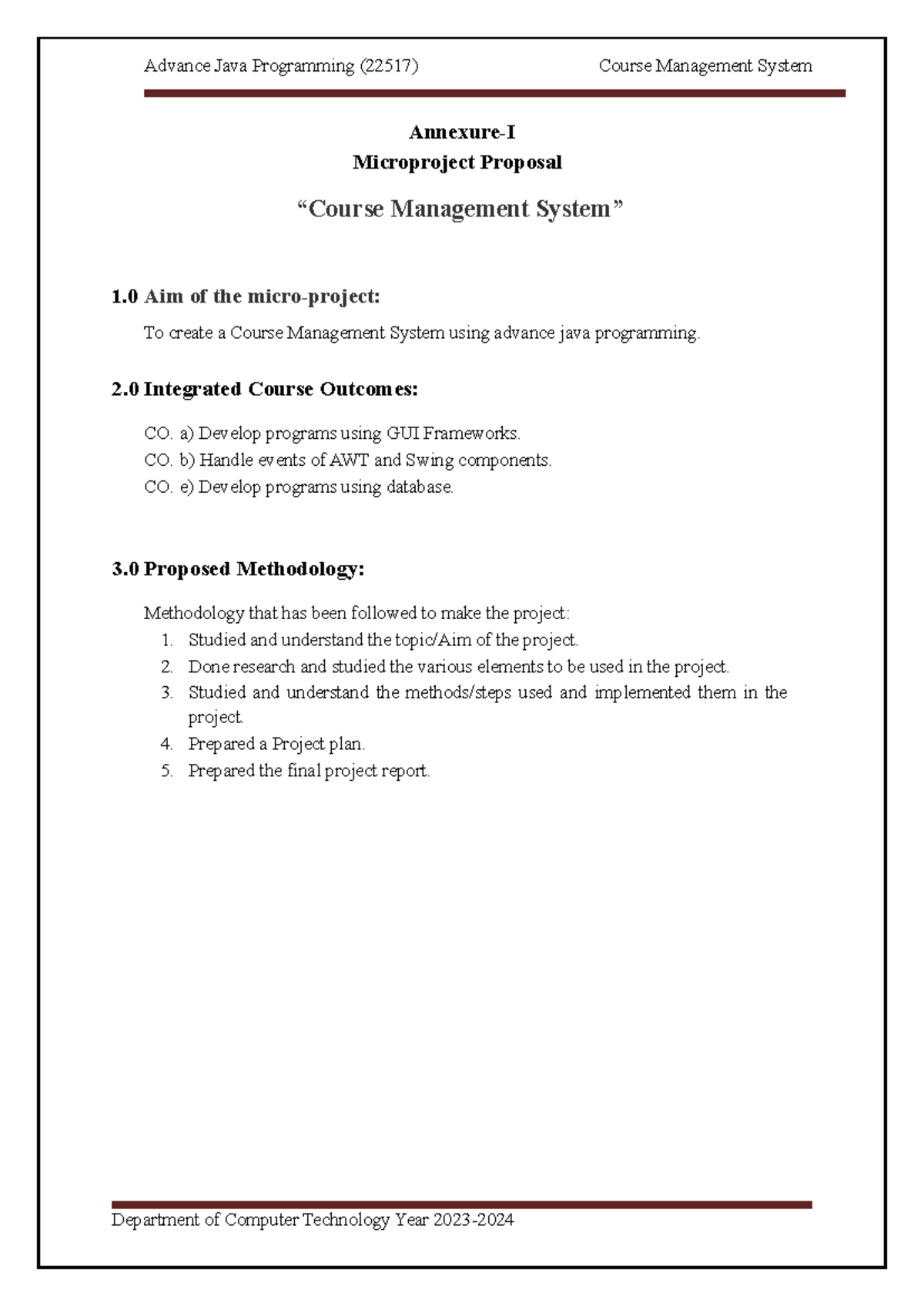 Ajppp - Ajp - Annexure-I Microproject Proposal “Course Management ...