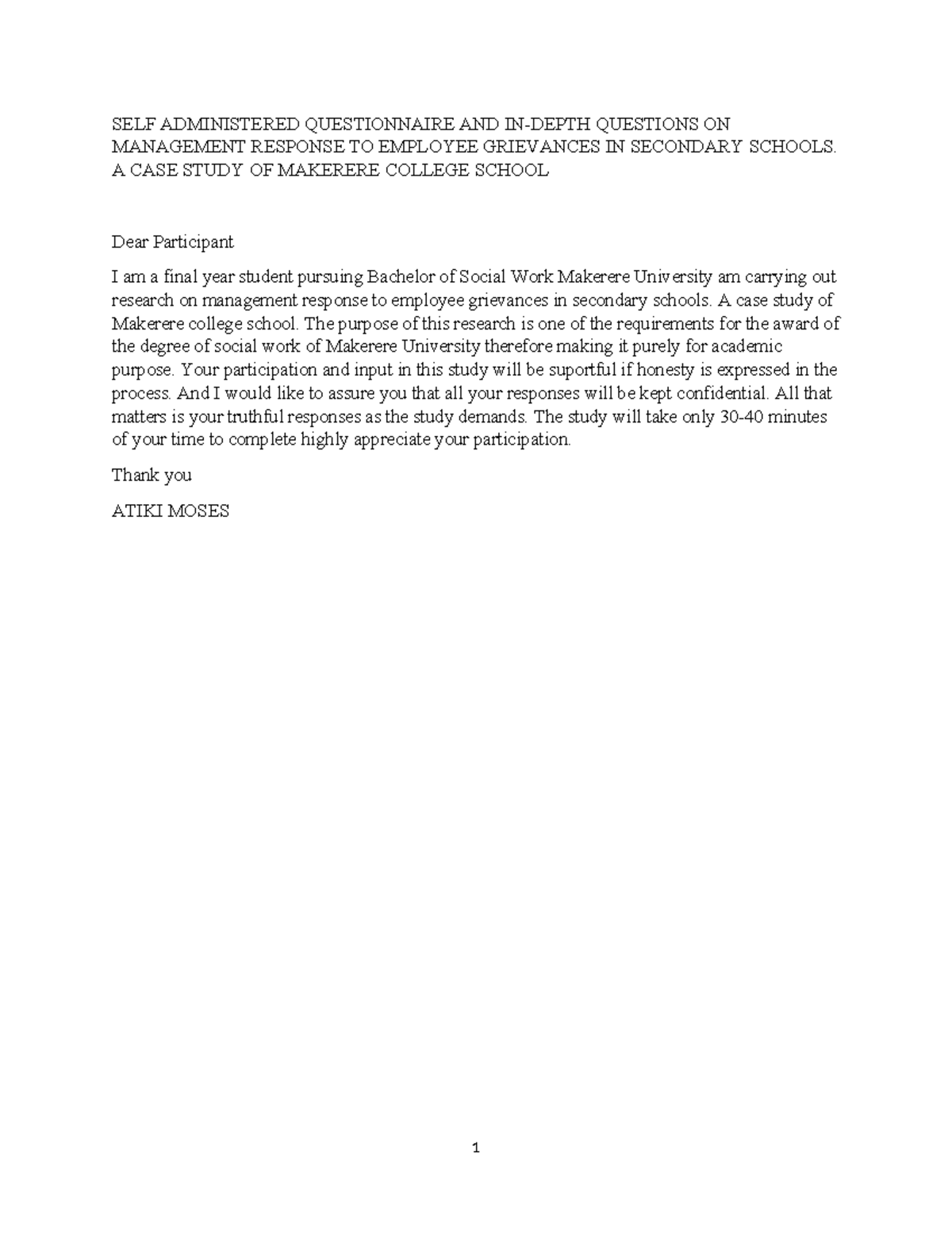 Tools- Atiki Moses - introduction series outdates - SELF ADMINISTERED ...